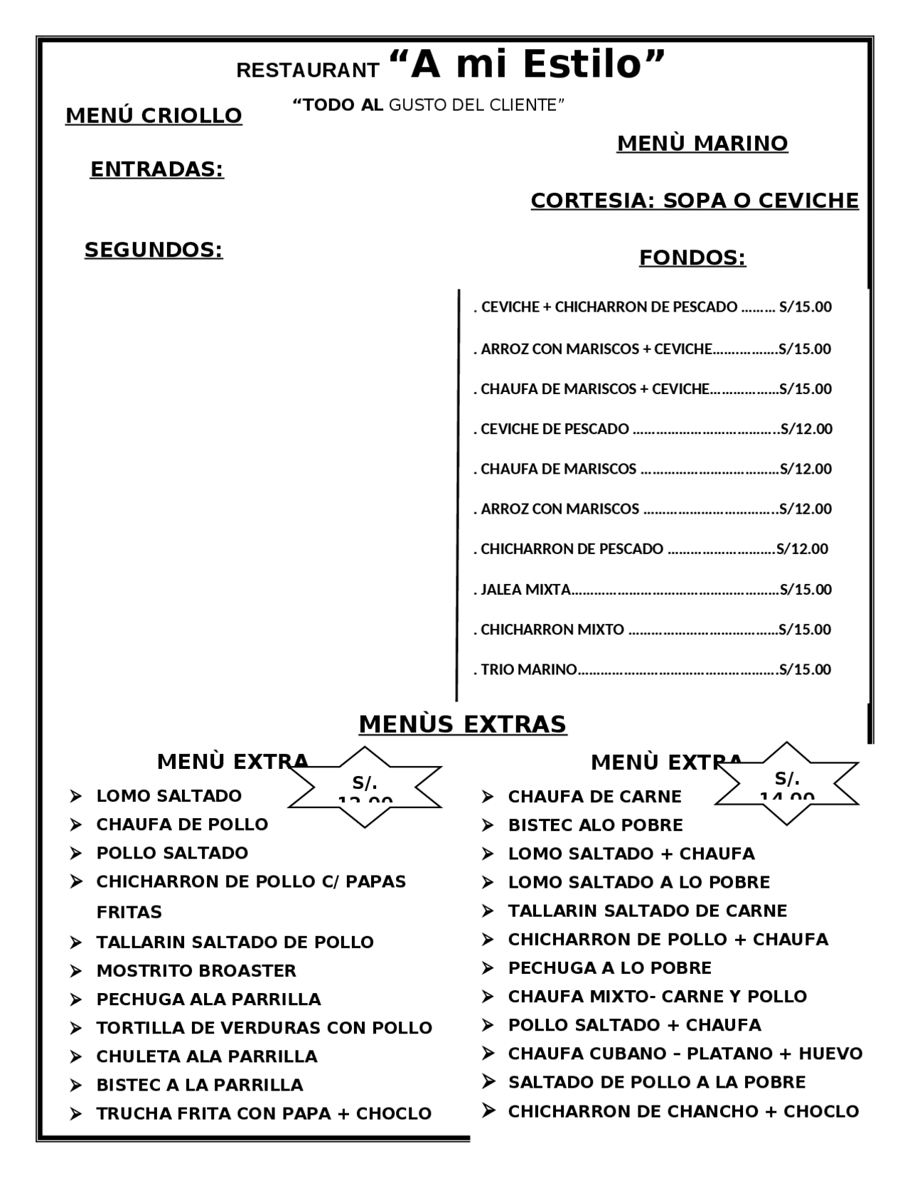 Modelo de carta para restaurante | Guías, Proyectos, Investigaciones de ...