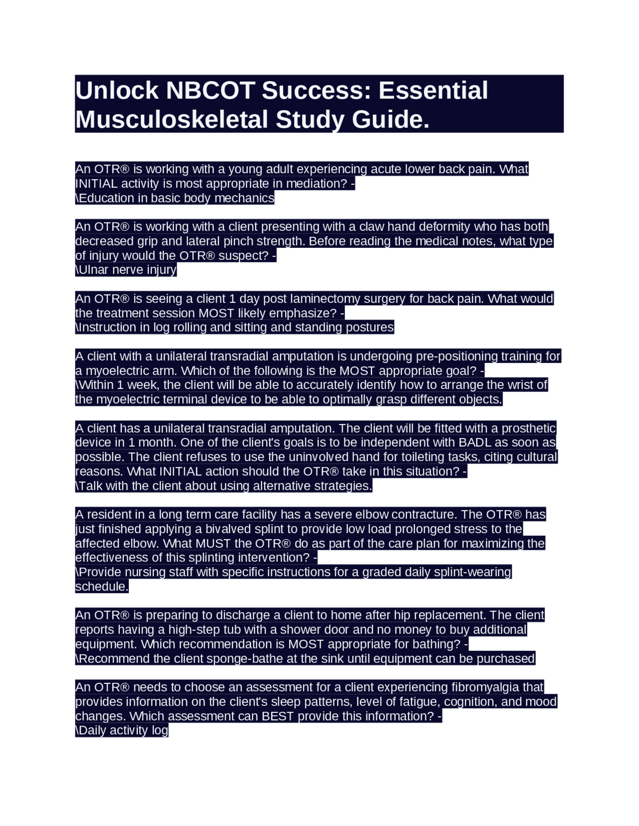 Unlock NBCOT Success: Essential Musculoskeletal Study Guide. | Exams ...