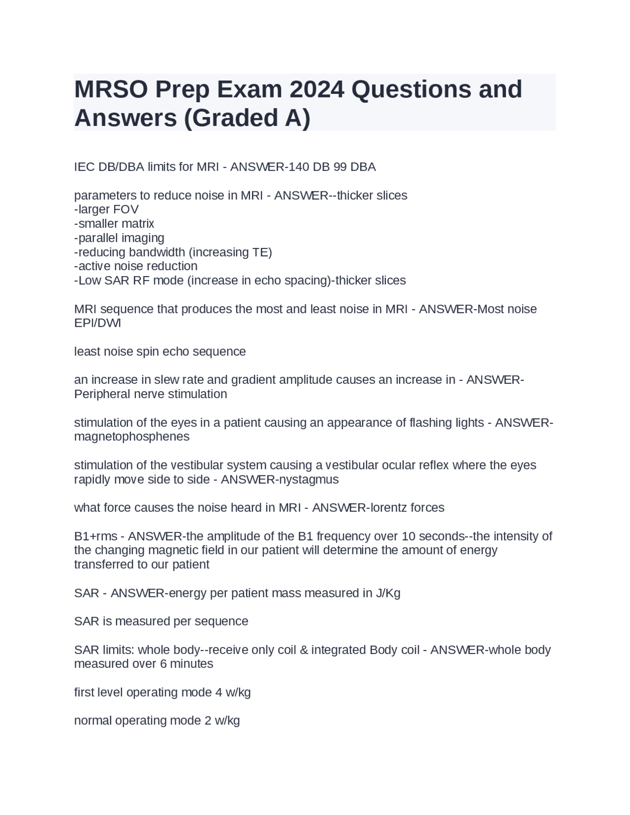 MRSO Prep Exam 2024 Questions and Answers (Graded A) | Exams Workplace ...