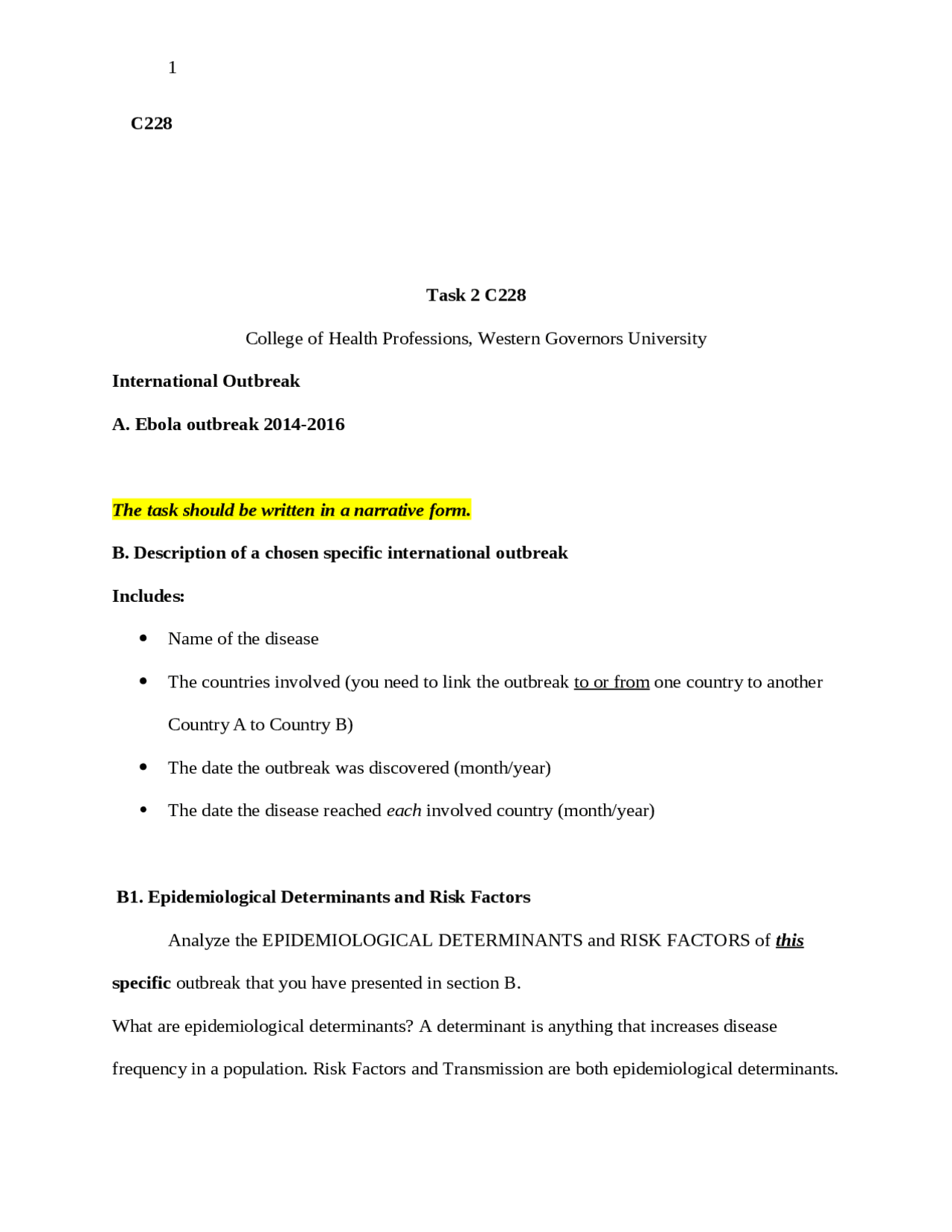 C228 Task 2 C228 College of Health Professions, Western | Lecture notes ...