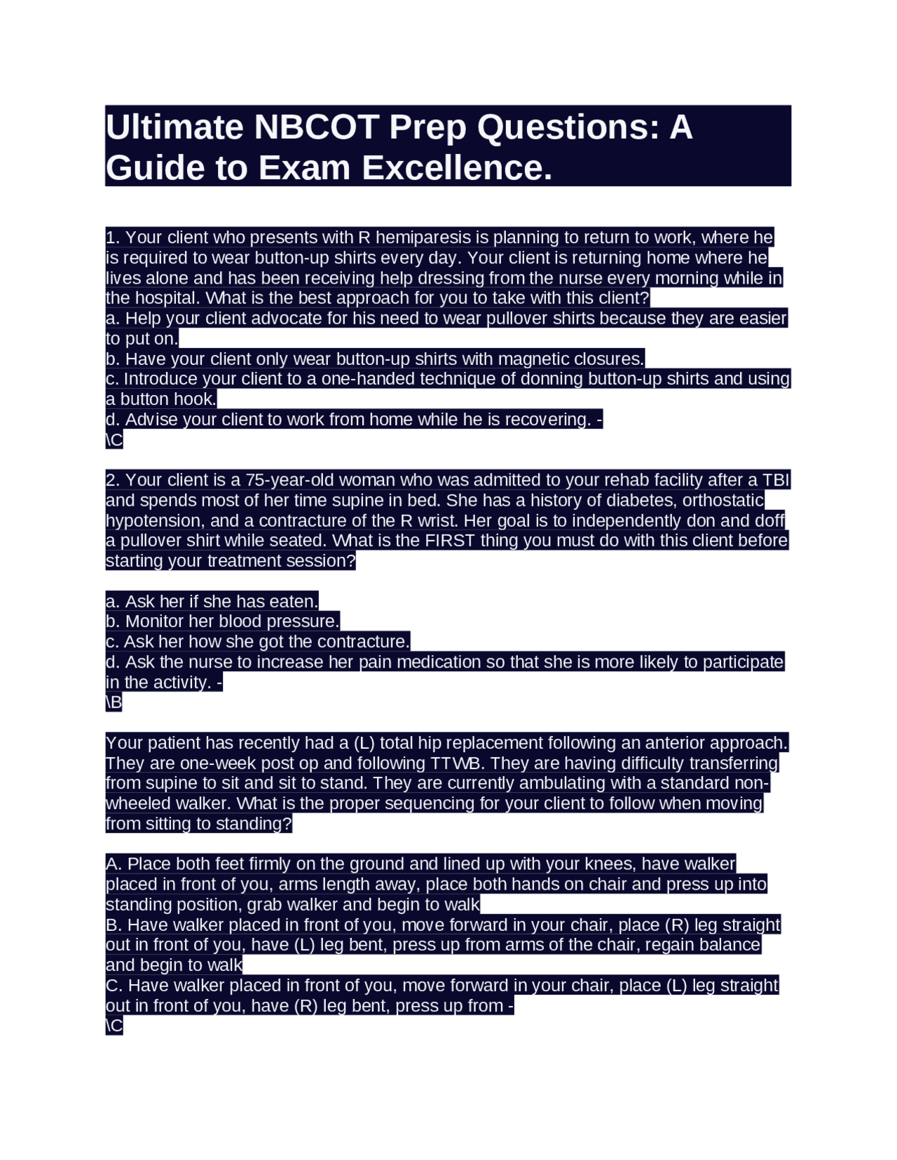 Ultimate NBCOT Prep Questions: A Guide to Exam Excellence. | Exams ...