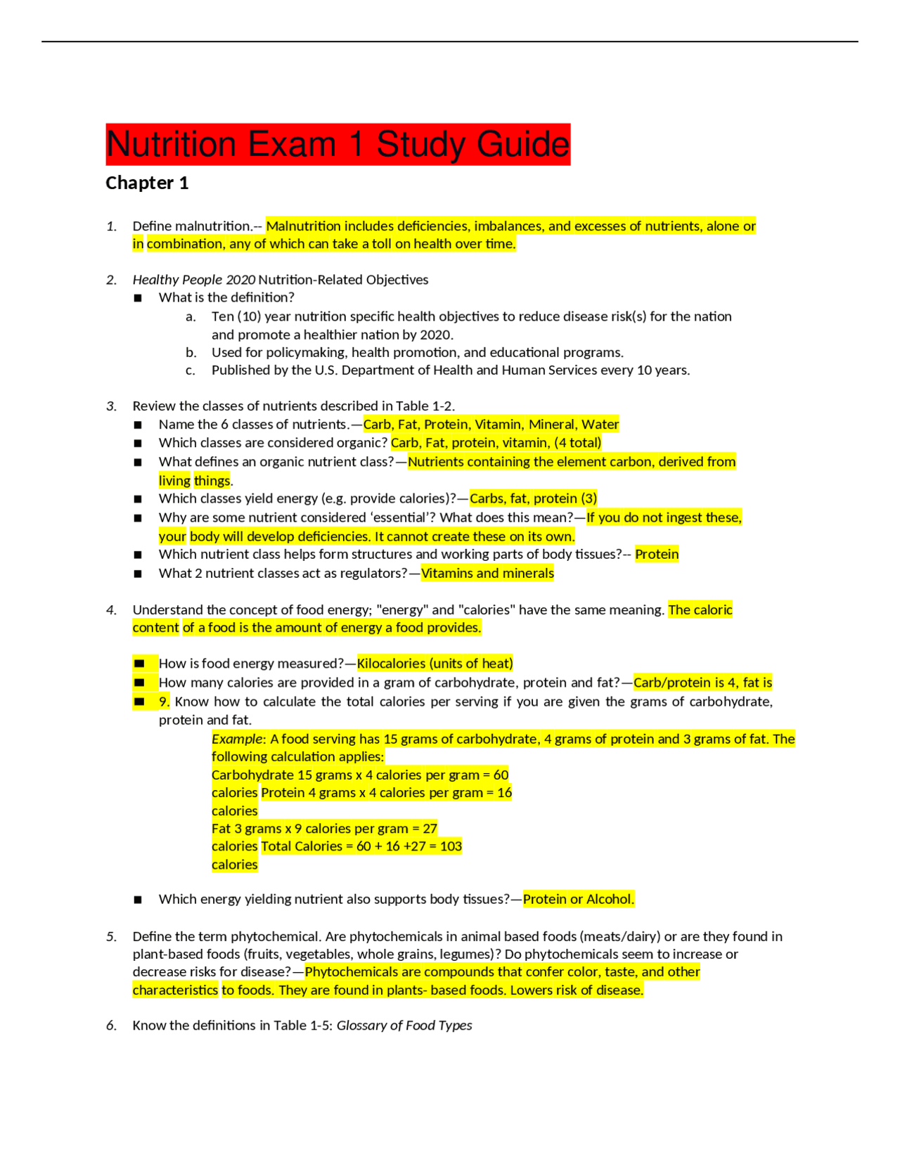 Nutrition Exam 1 Study Guide | Study Guides, Projects, Research ...