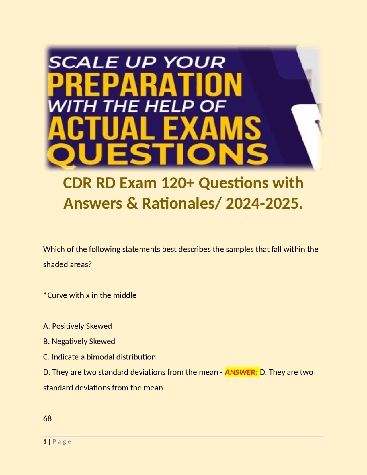 CDR RD Exam 120+ Questions with Answers & Rationales | Exams Nursing ...