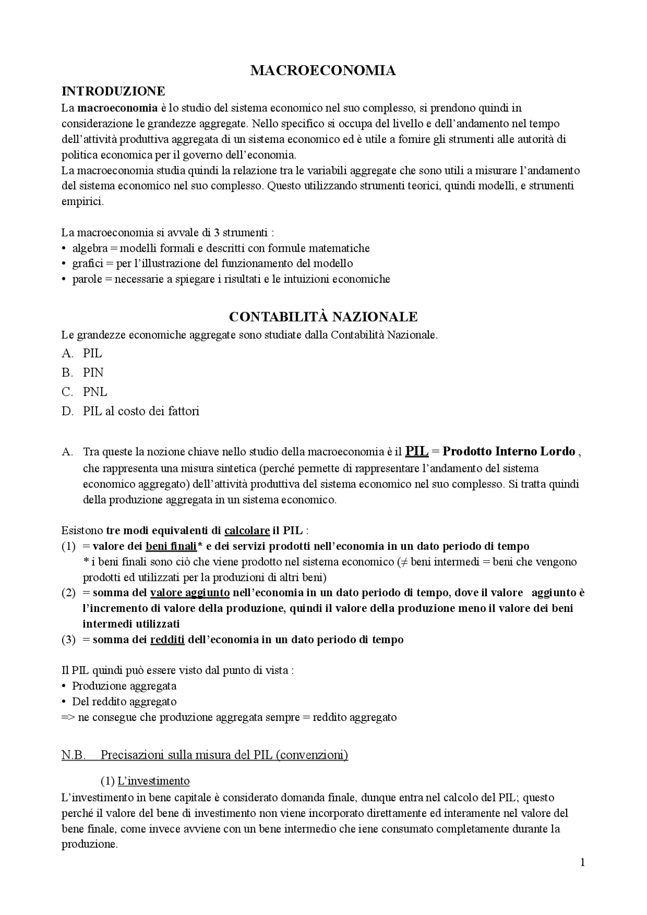 macroeconomia esame secondo anno | Schemi e mappe concettuali di Macroeconomia | Docsity
