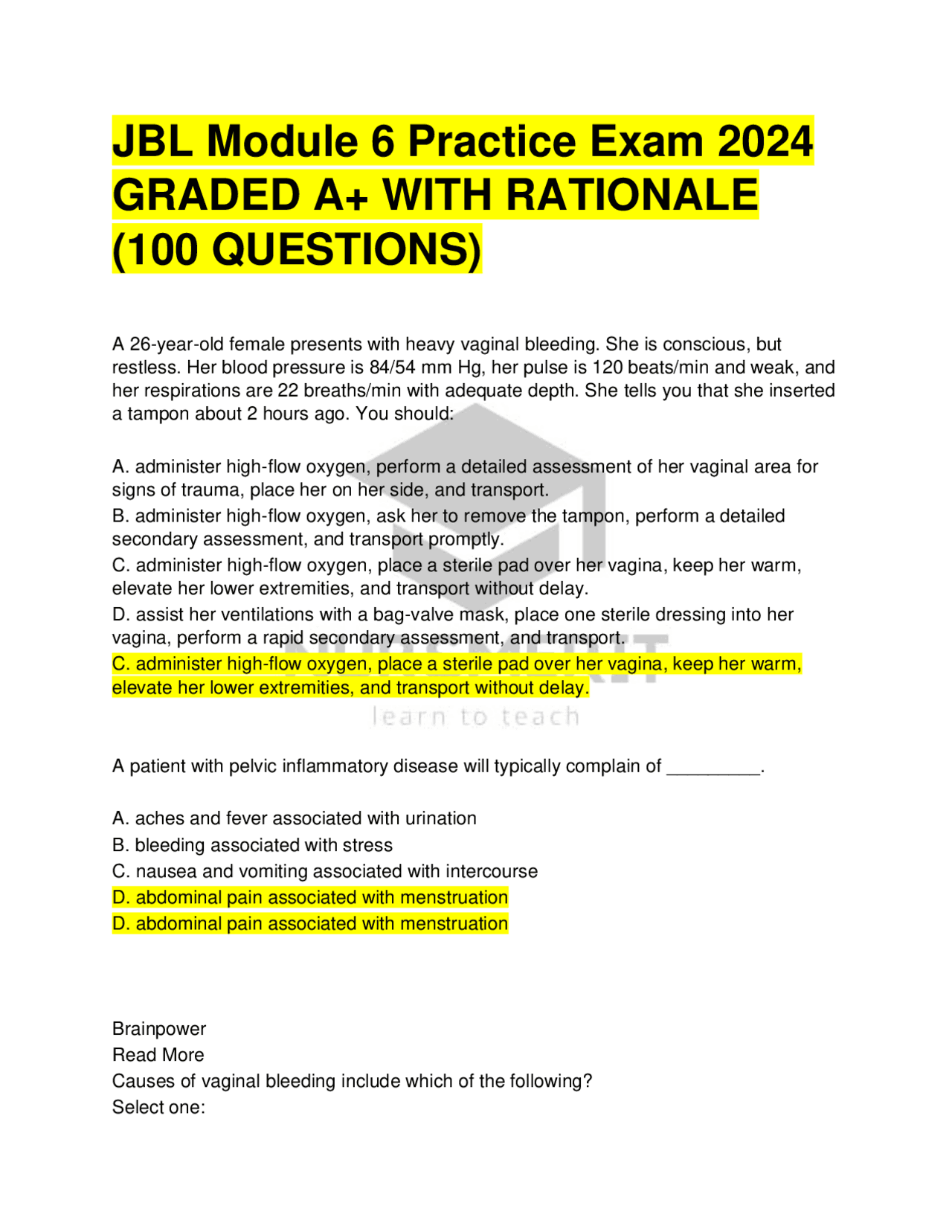JBL Module 6 Practice Exam 2024 GRADED A+ WITH RATIONALE (100 QUESTIONS ...