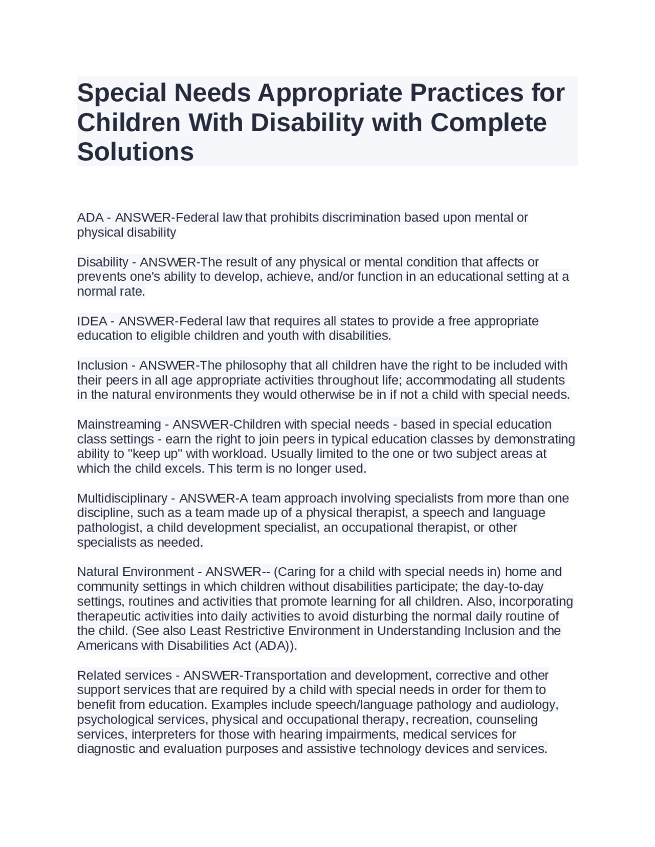 Special Needs Appropriate Practices for Children With Disability with ...