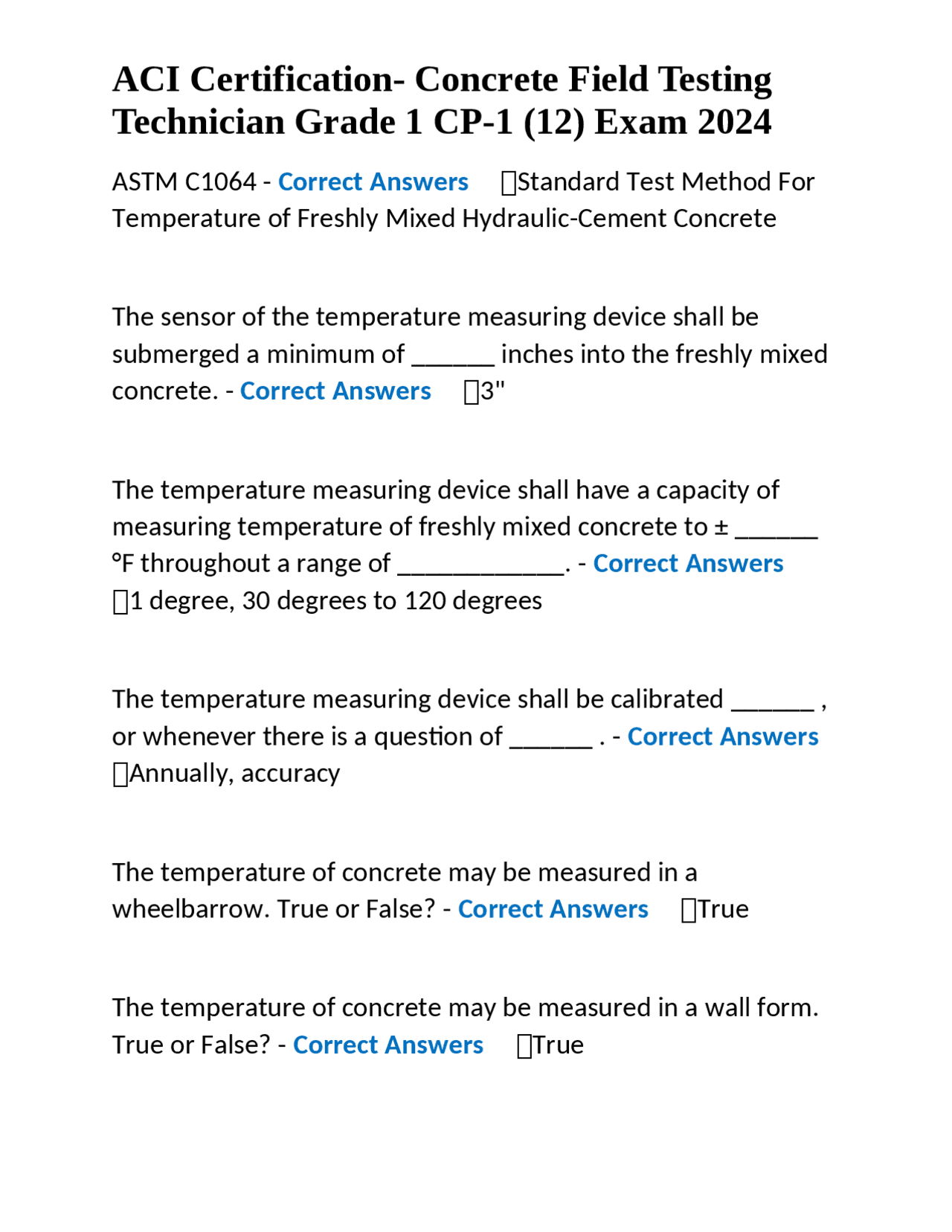 ACI Certification- Concrete Field Testing Technician Grade 1 CP-1 (12 ...