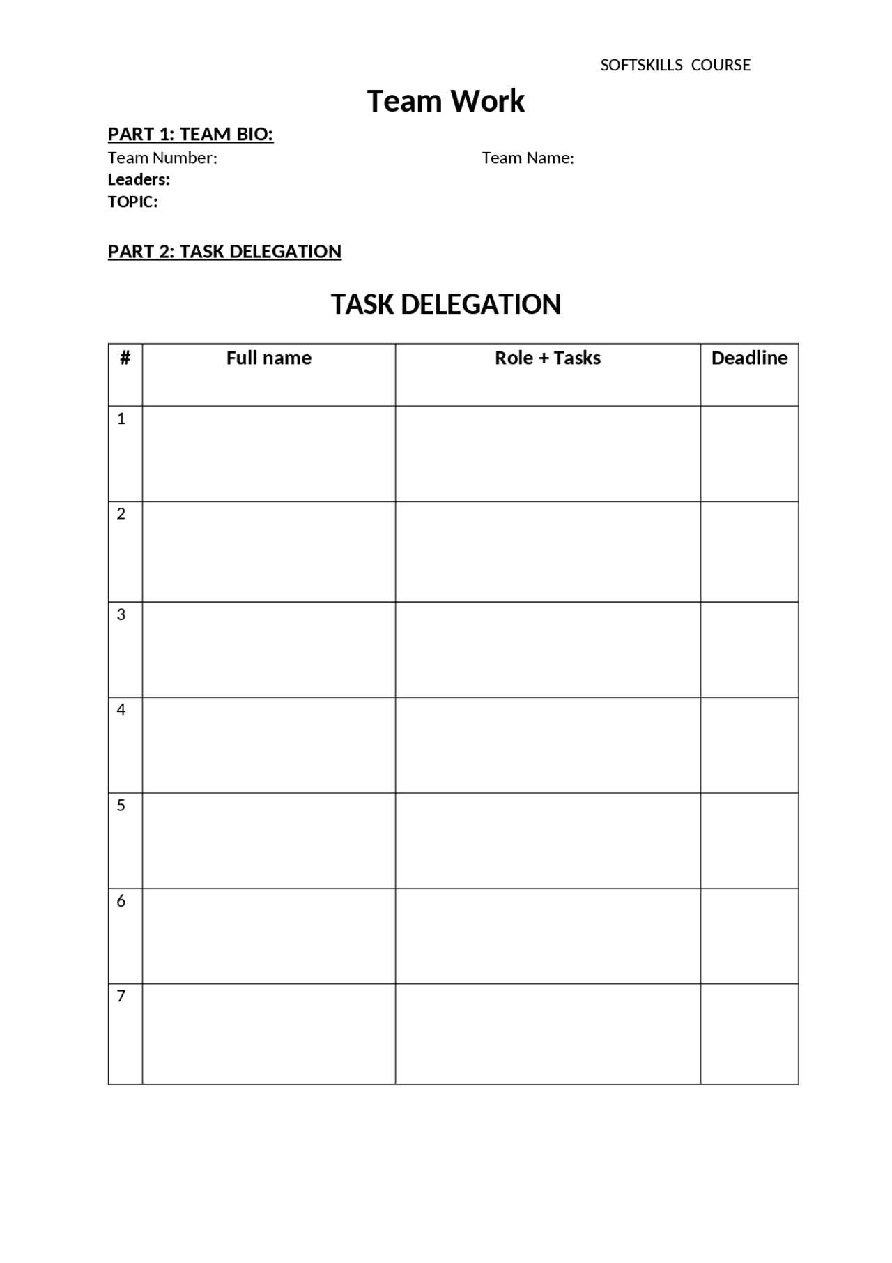 task delegation SS.docx | Cheat Sheet Mathematics | Docsity