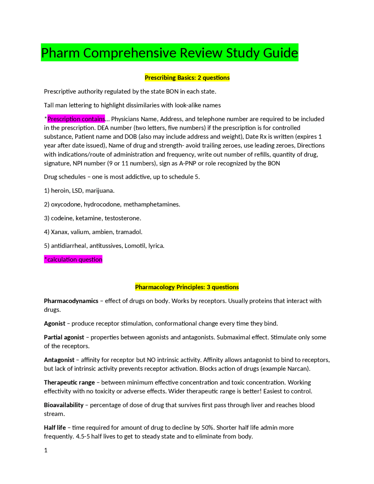 Pharm Comprehensive Review Study Guide | Study Guides, Projects ...