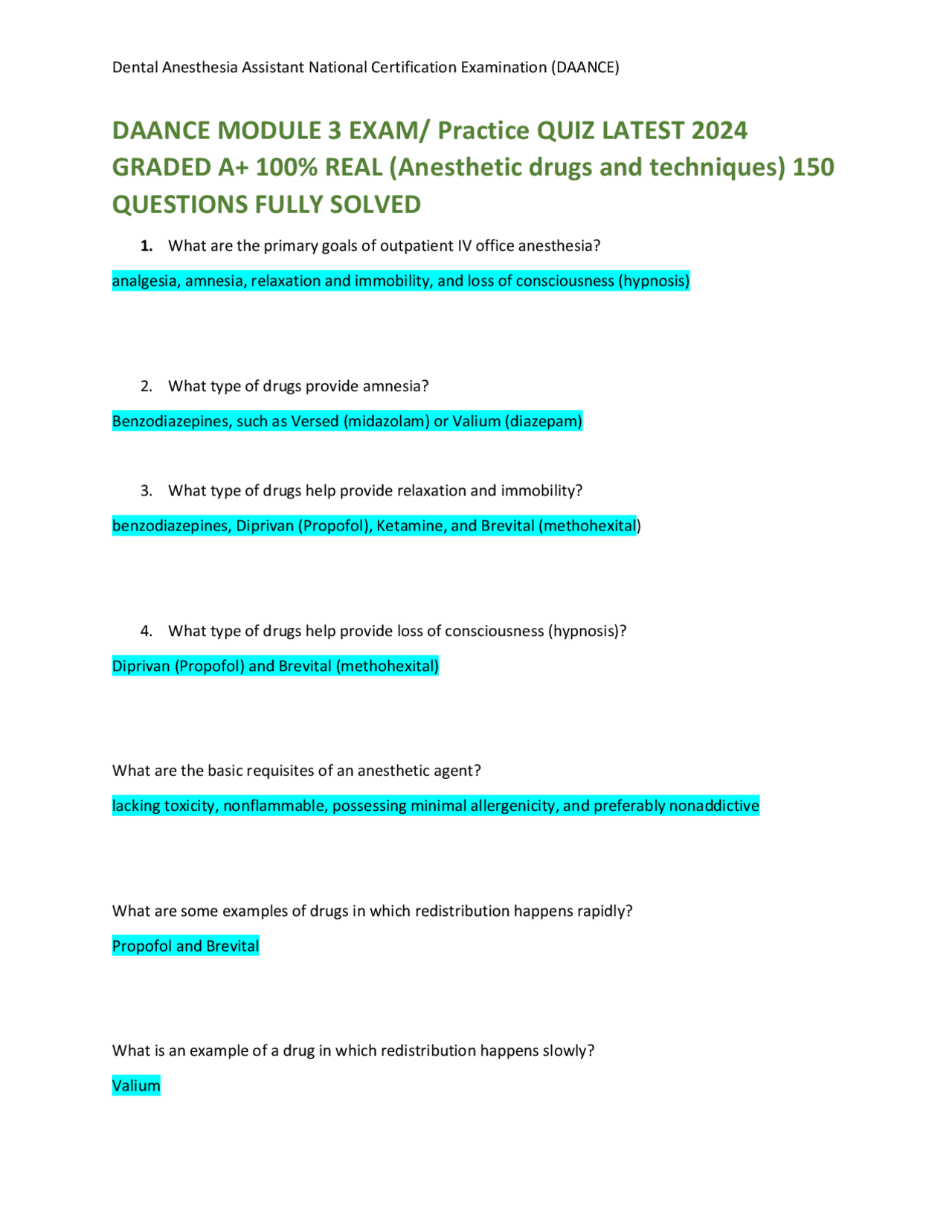 DAANCE MODULE 3 EXAM/ Practice QUIZ LATEST 2024 GRADED A+ 100% REAL ...