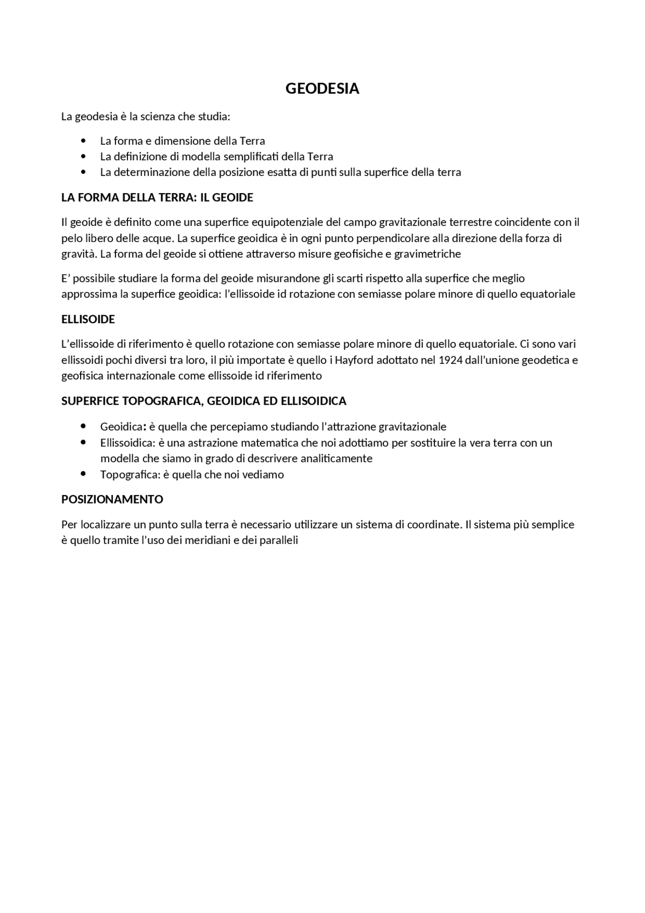 geodesia e coordinate geografiche | Appunti di Topografia | Docsity