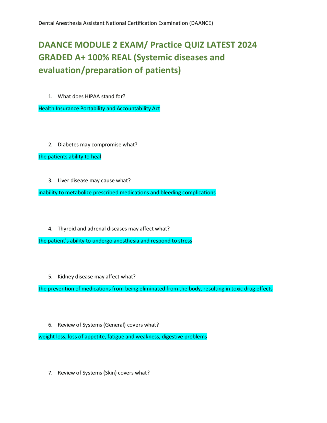 DAANCE MODULE 2 EXAM/ Practice QUIZ LATEST 2024 GRADED A+ 100% REAL ...