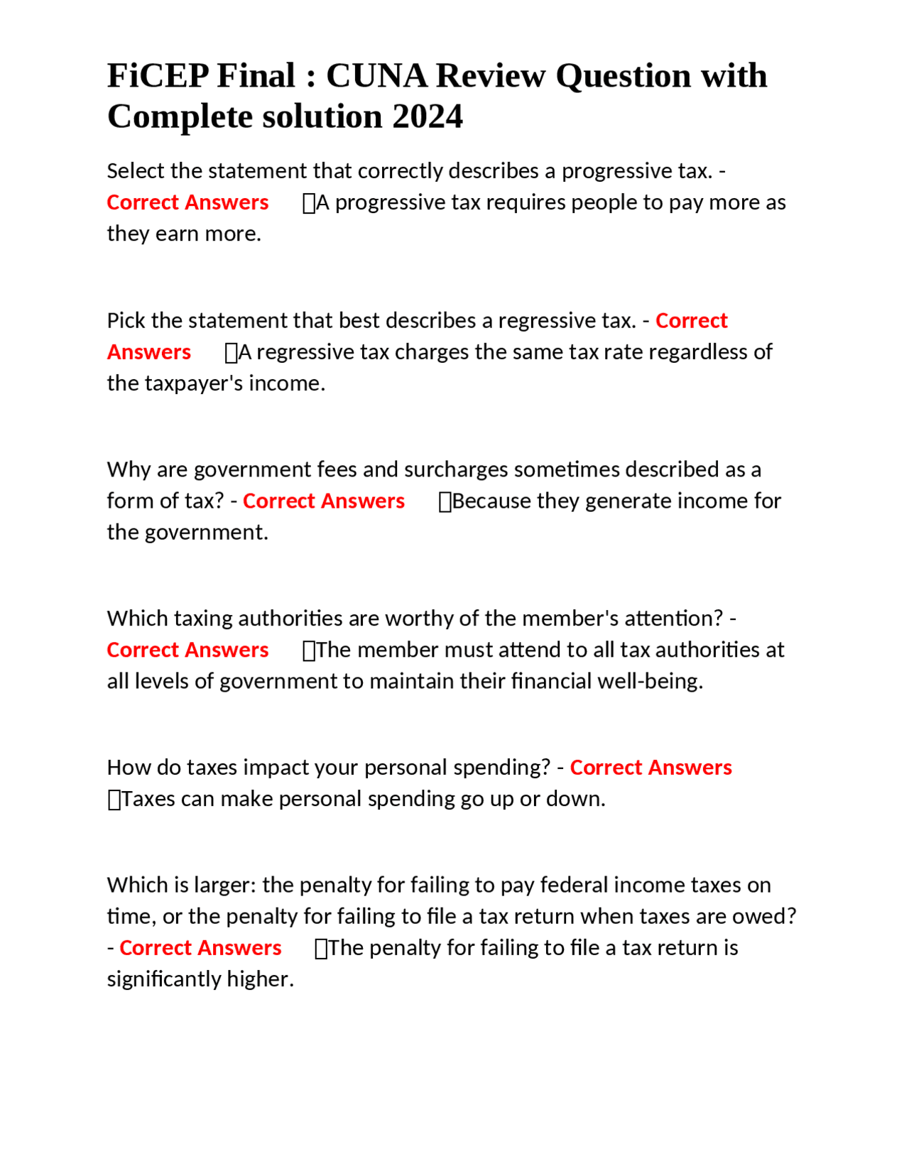 FiCEP Final : CUNA Review Question with Complete solution 2024 | Exams Nursing | Docsity