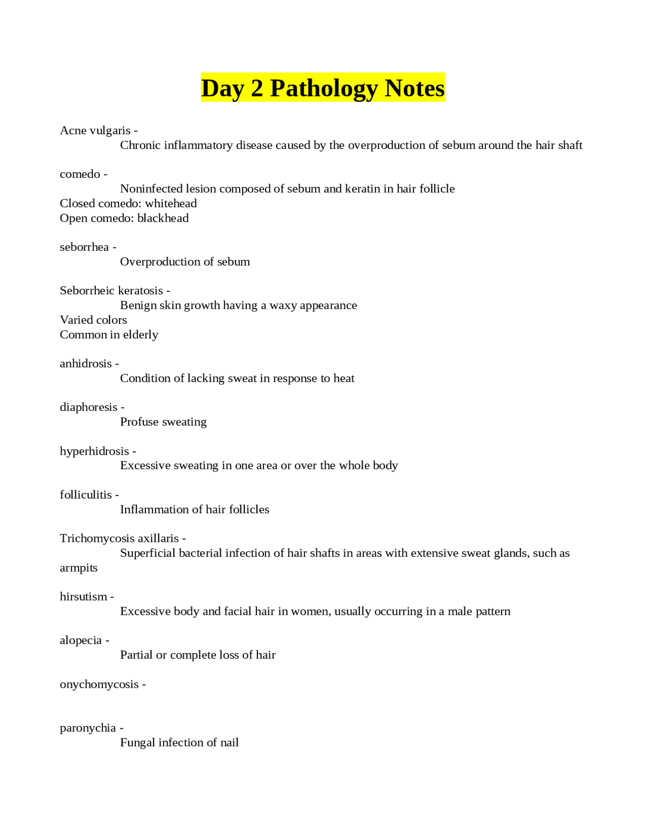 Day 2 Pathology Notes | Exams Pathology | Docsity