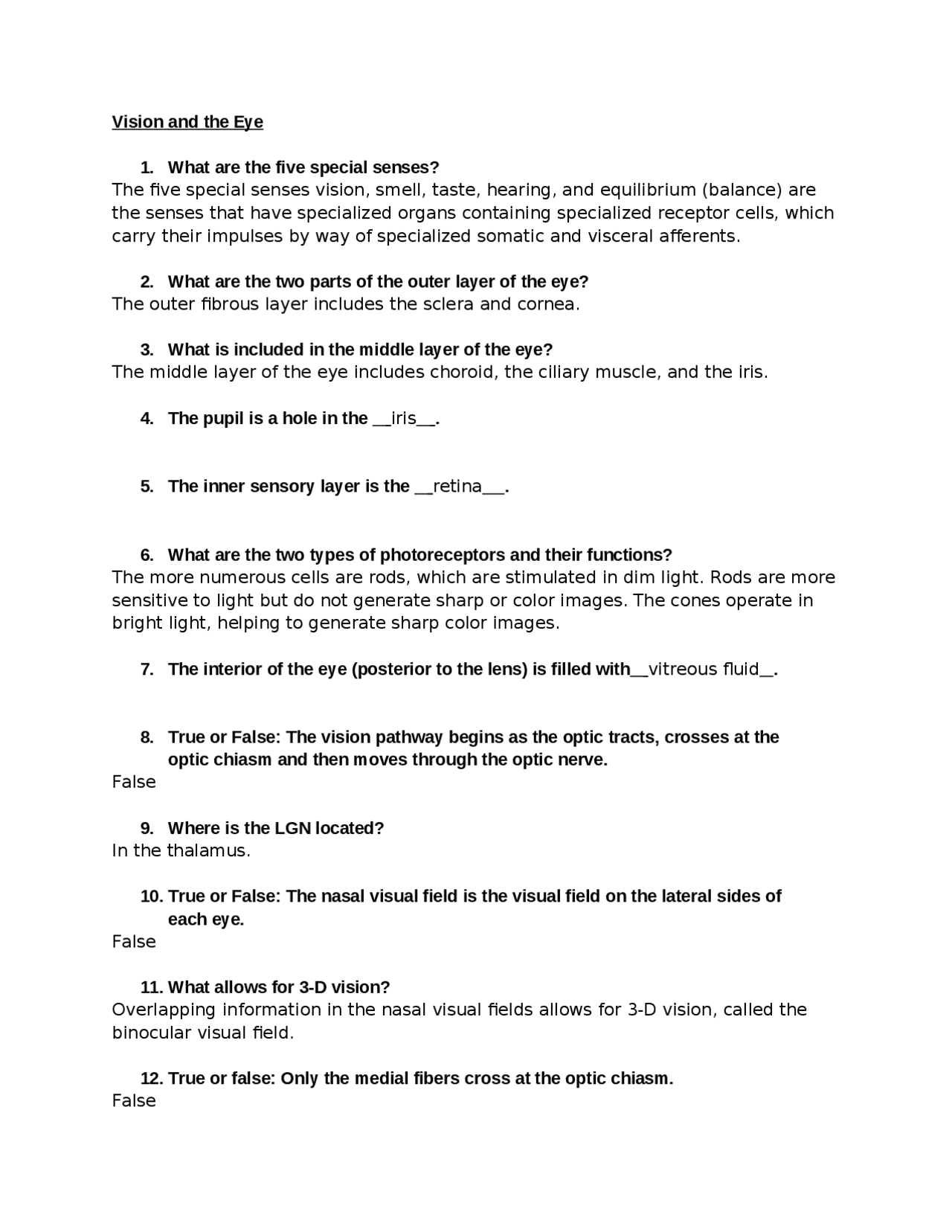 BIOD 152 AP Module 3 Questions and answers : Vision and the eye SUMMER ...