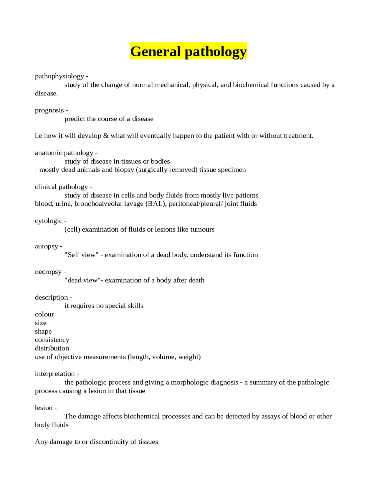 General pathology General pathology | Exams Pathology | Docsity