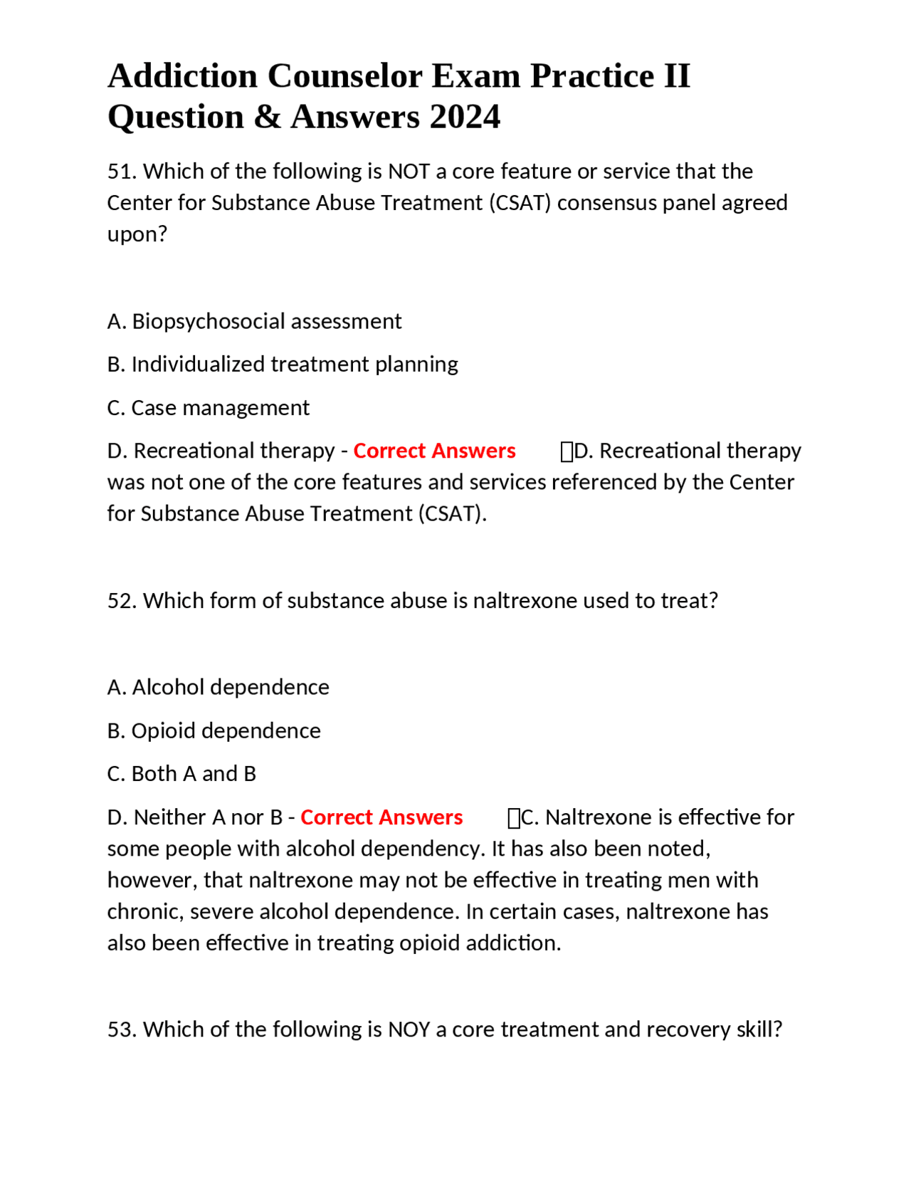 Addiction Counselor Exam Practice II Question & Answers 2024 | Exams ...