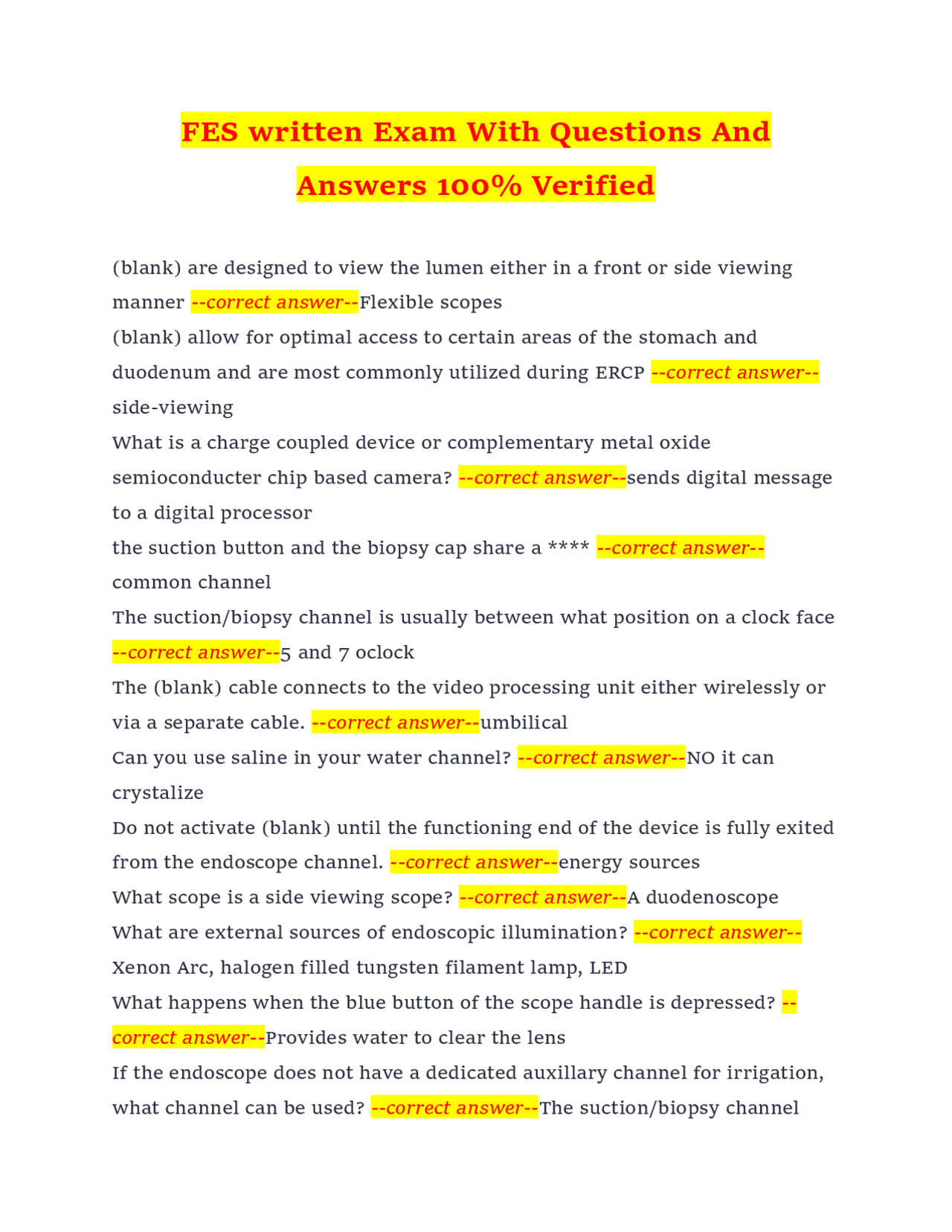 FES written Exam With Questions And Answers 100% Verified | Exams ...