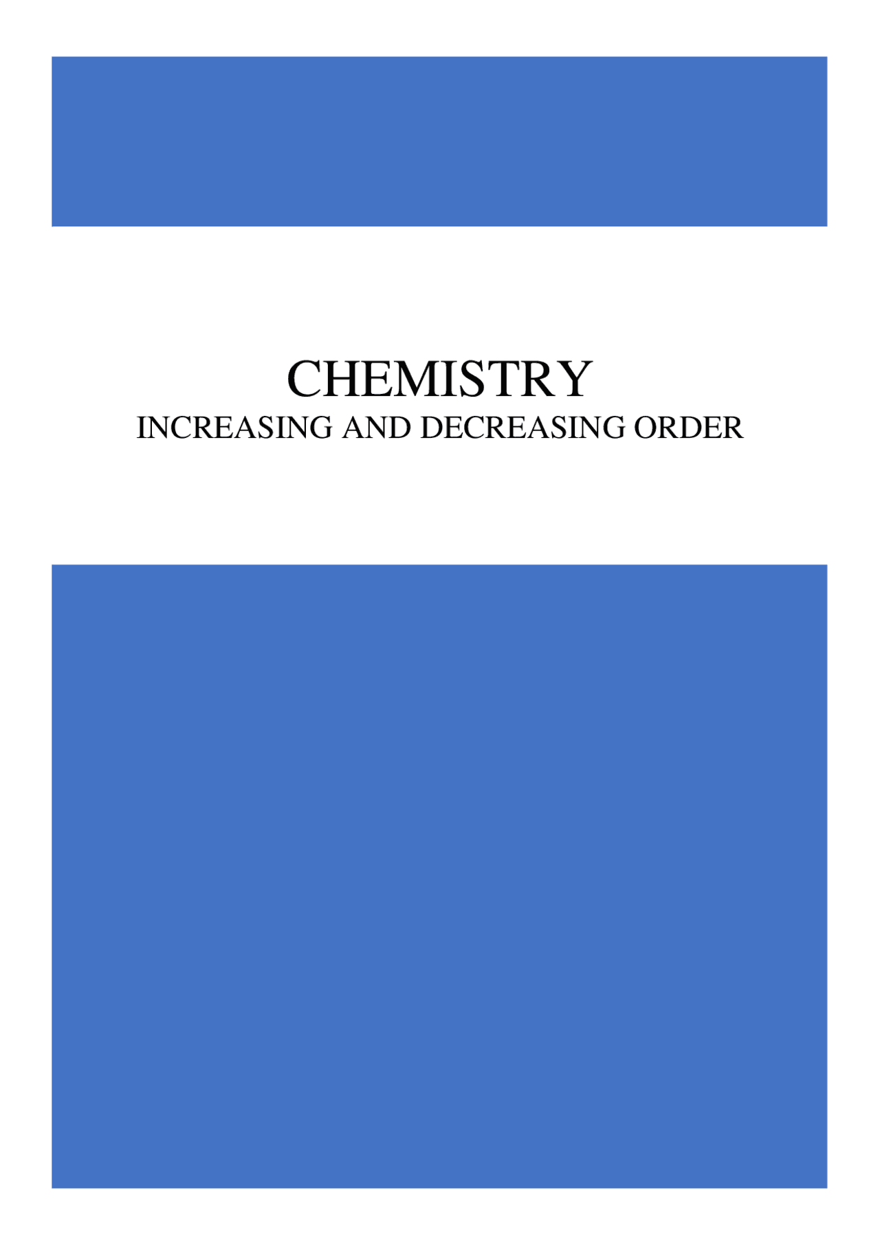Chemistry - Increasing and Decreasing order | Study notes Chemistry ...