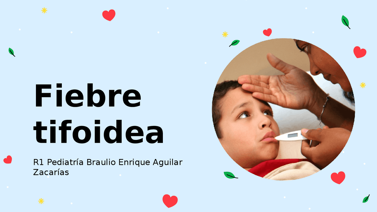 Fiebre tifoidea en pediatria | Diapositivas de Infectología | Docsity