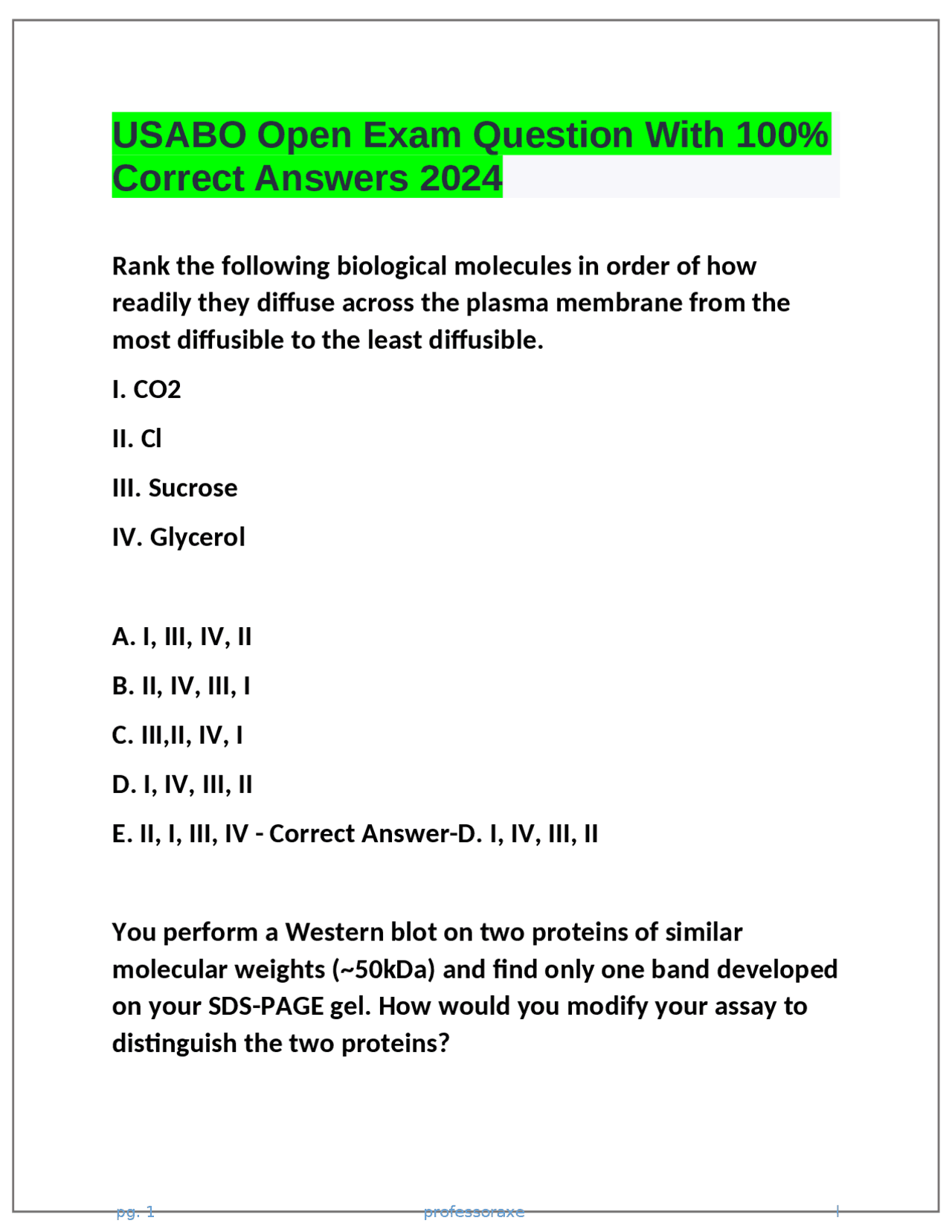 USABO Open Exam Question With 100% Correct Answers 2024 | Exams ...
