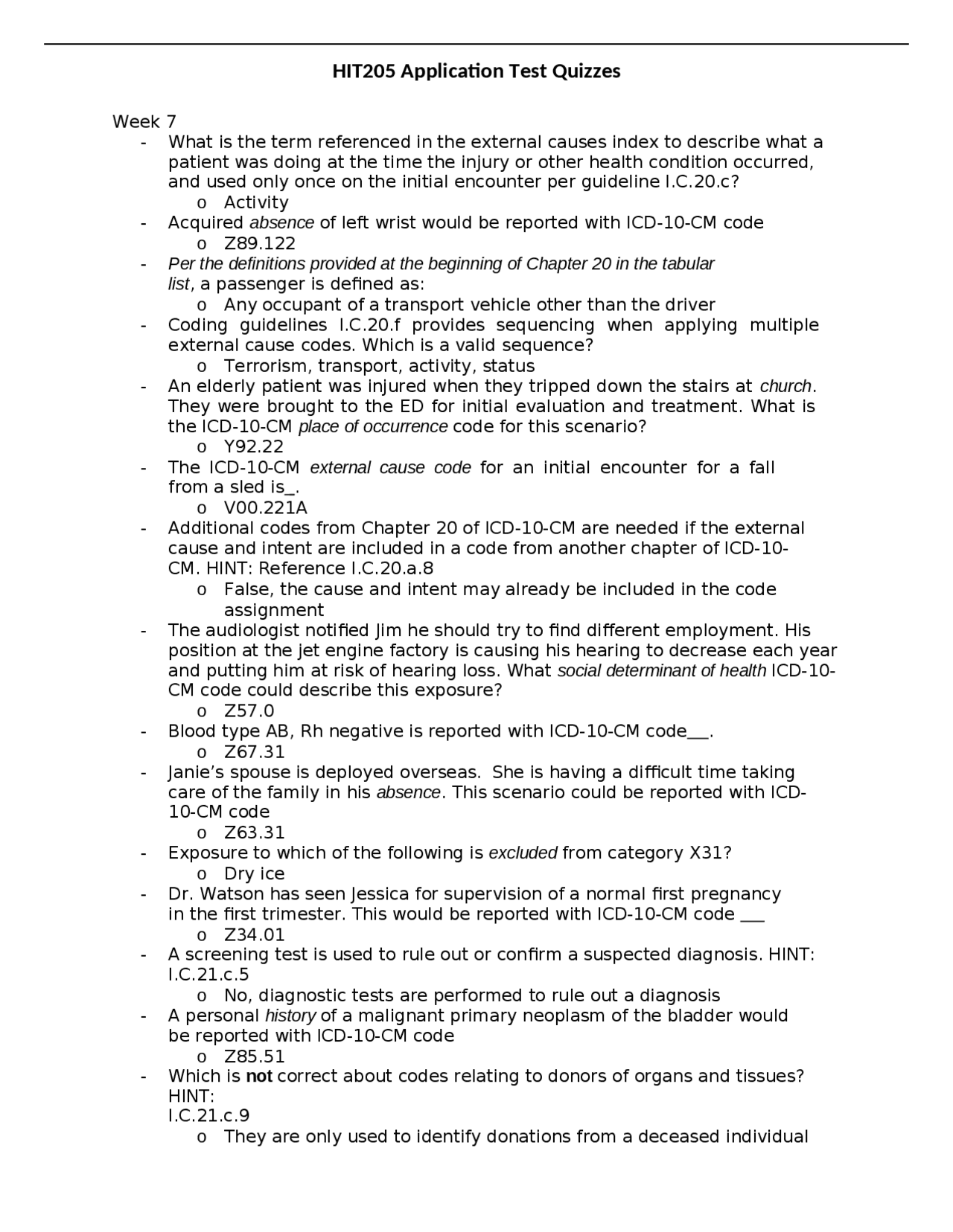 Hit205 Week 7 Coding Application Test Devry University Quizzes Computer Science Docsity