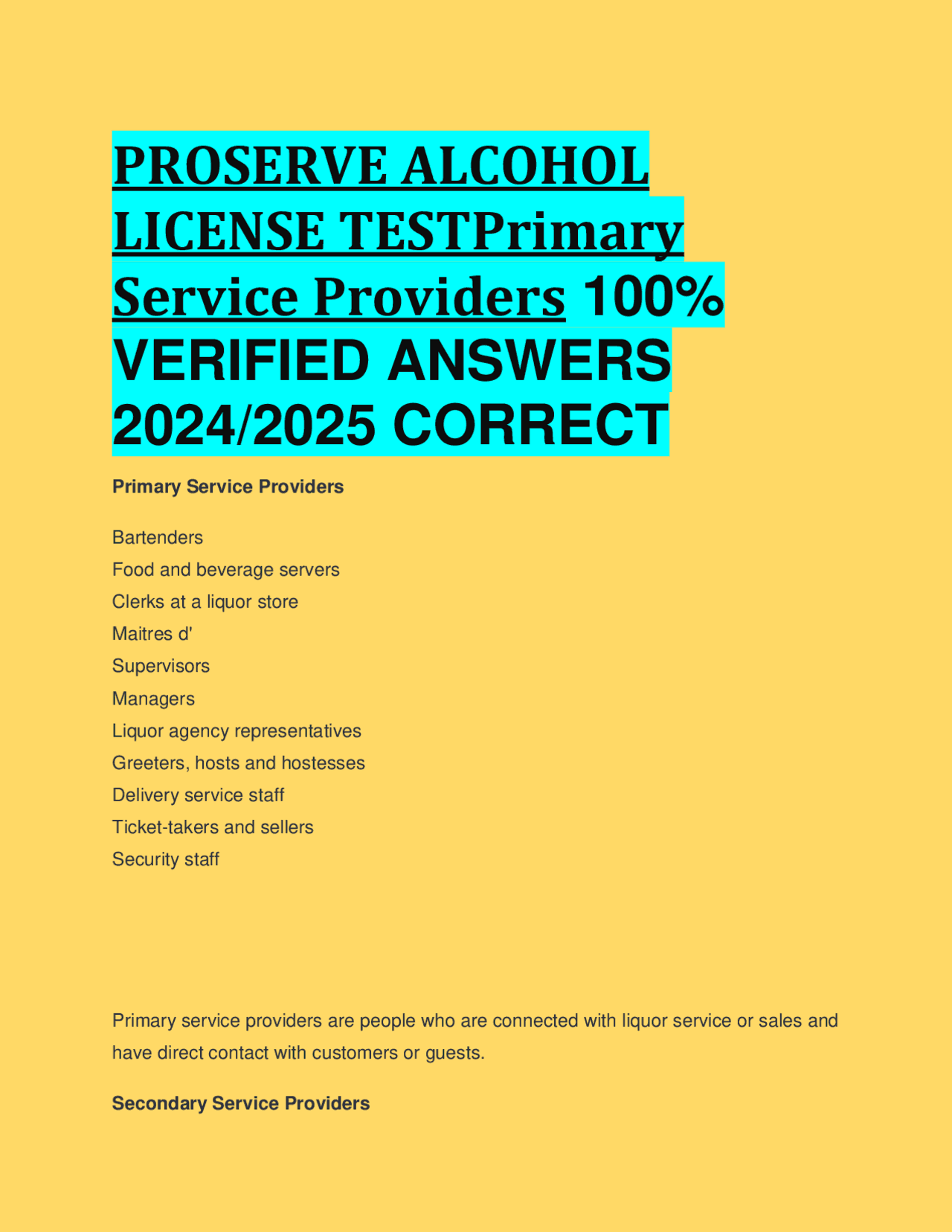 Proserve Certification 100% VERIFIED ANSWERS 2024/2025 CORRECT | Exams ...