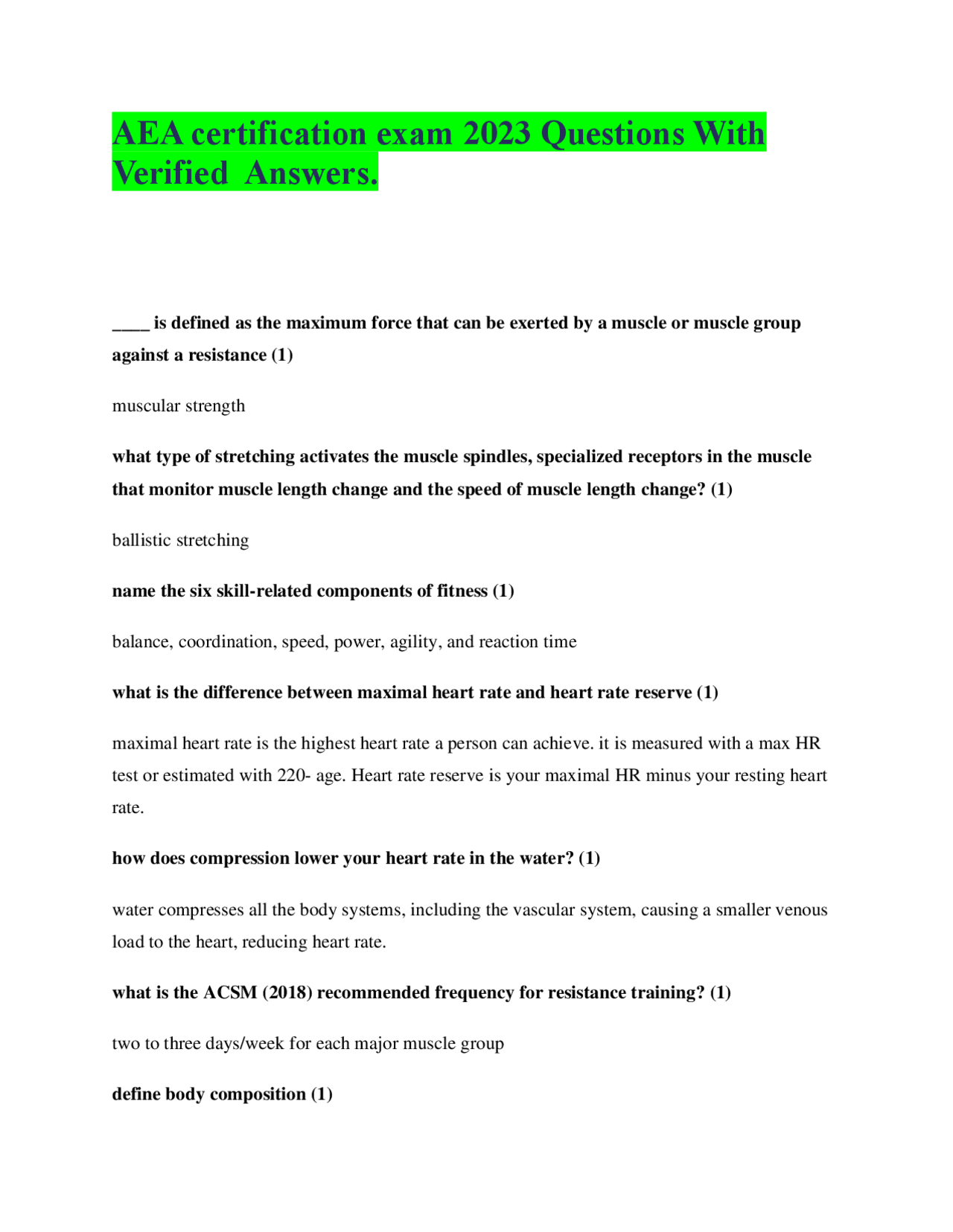 AEA certification exam 2023 Questions With Verified Answers | Exams ...