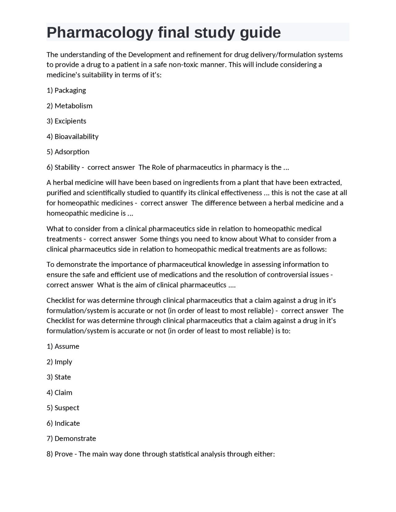 Pharmacology final study guide 69 questions with all correct answers graded A+ | Exams Nursing ...