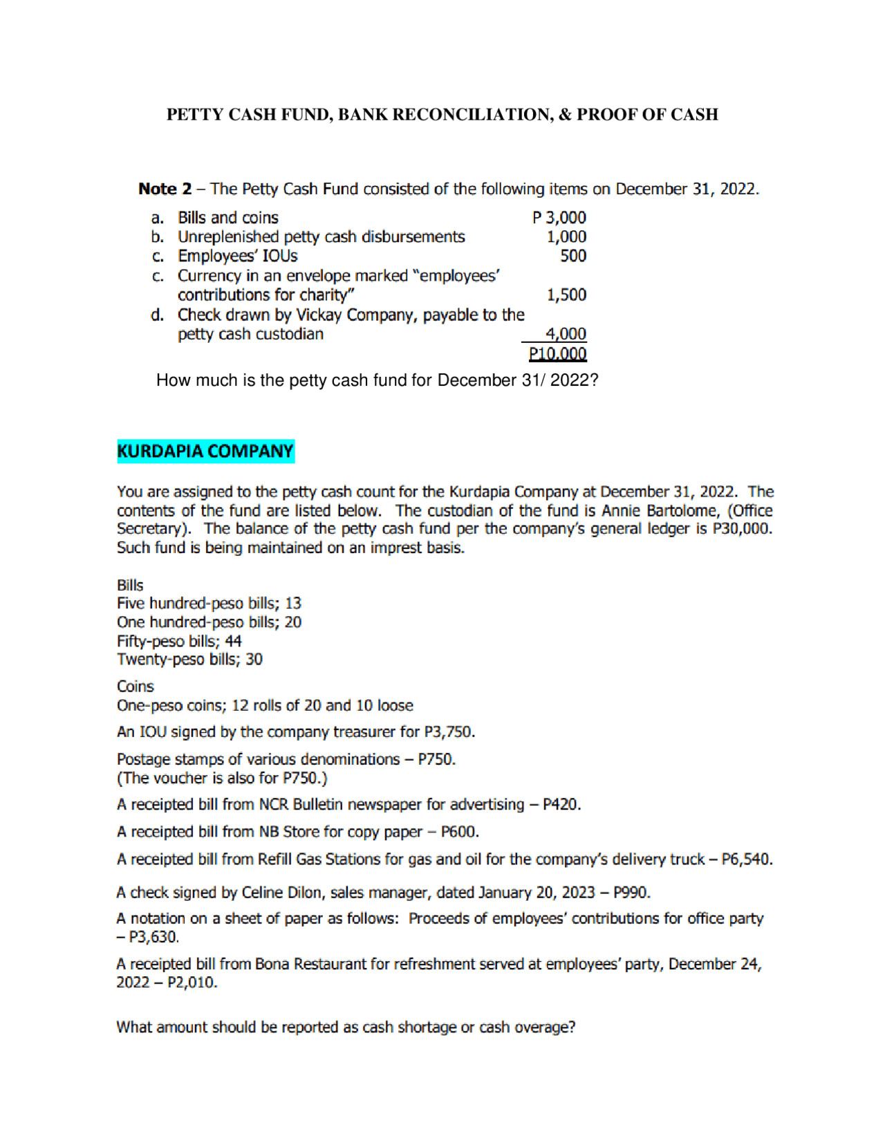 PROOF OF CASH, BANK RECONCILLATION, CASH AND CASH EQUIVALENTS | Study ...