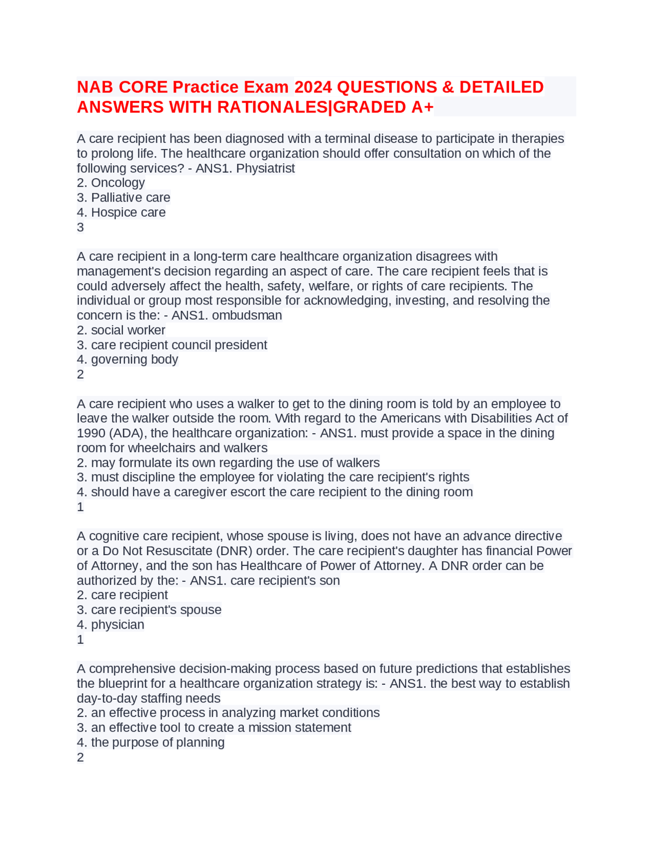 NAB CORE Practice Exam 2024 QUESTIONS & DETAILED ANSWERS WITH ...