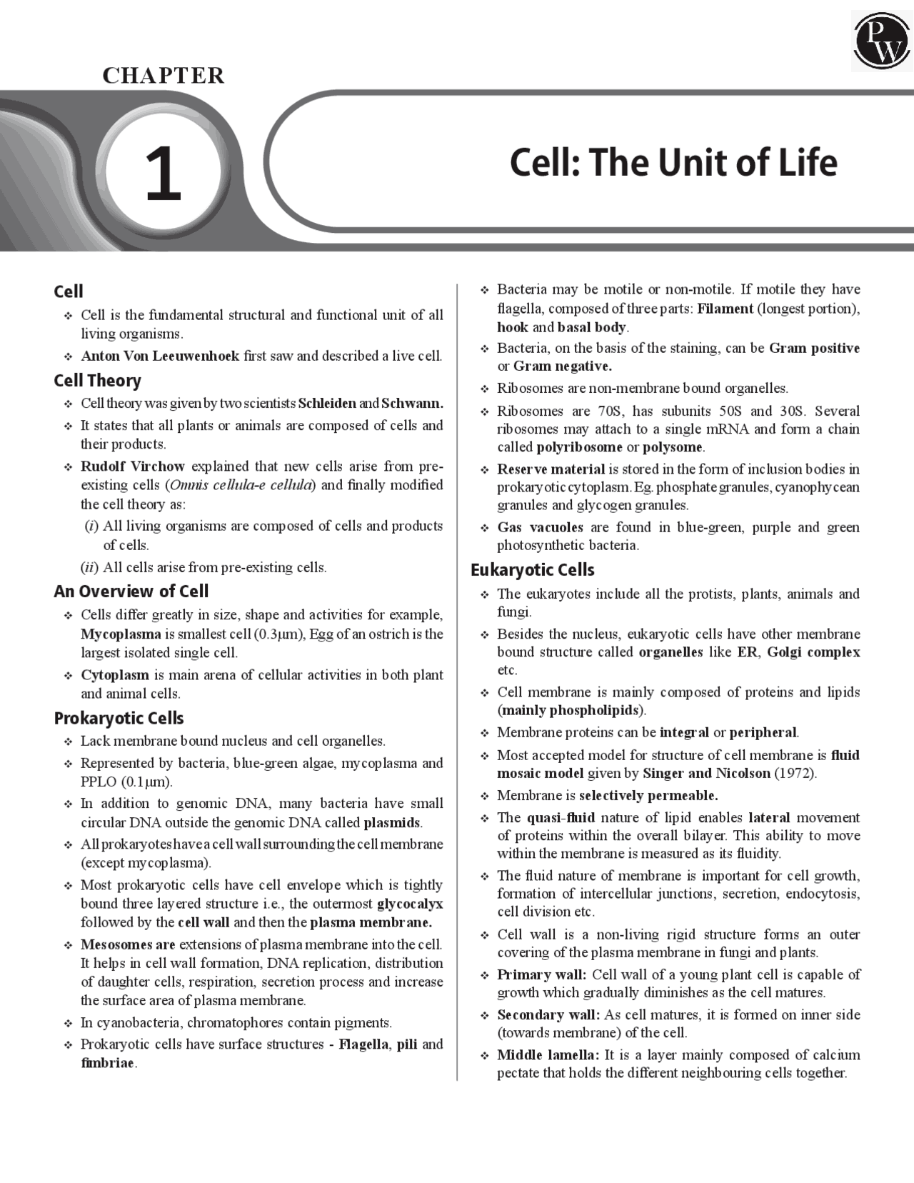 Revision short notes | Cheat Sheet Biology | Docsity