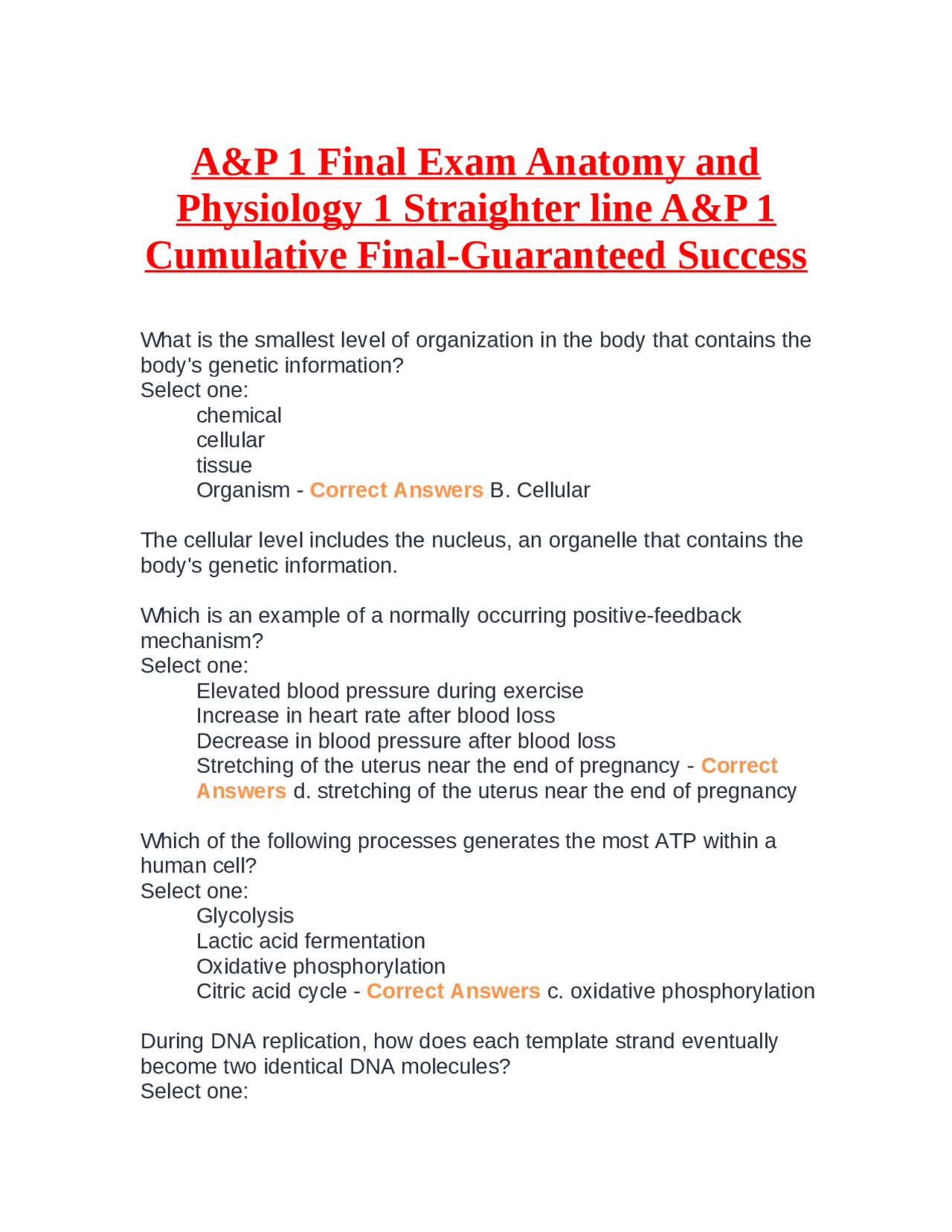 A&P 1 Final Exam Anatomy and Physiology 1 Straighter line A&P 1 ...