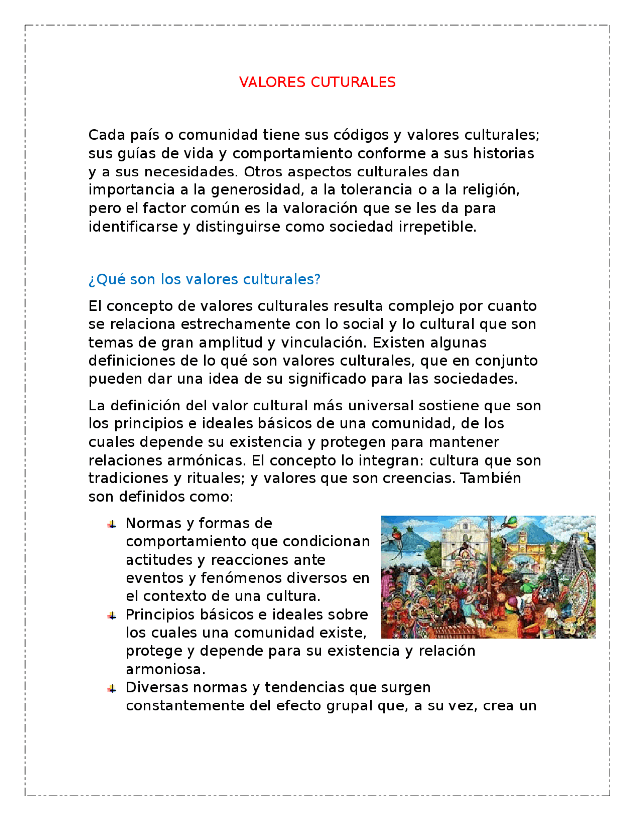 tipos de valores culturales | Guías, Proyectos, Investigaciones de ...