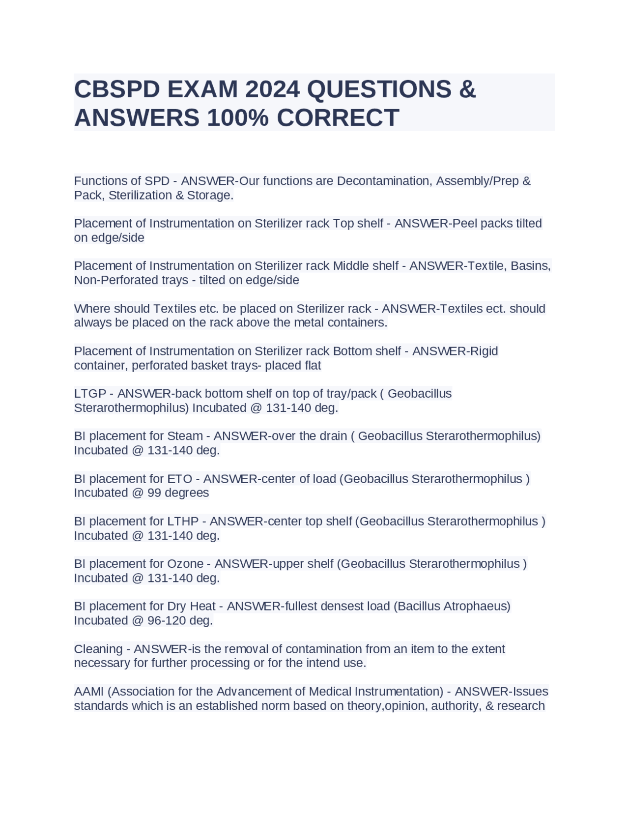 CBSPD EXAM 2024 QUESTIONS & ANSWERS 100% CORRECT | Exams Manufacturing ...