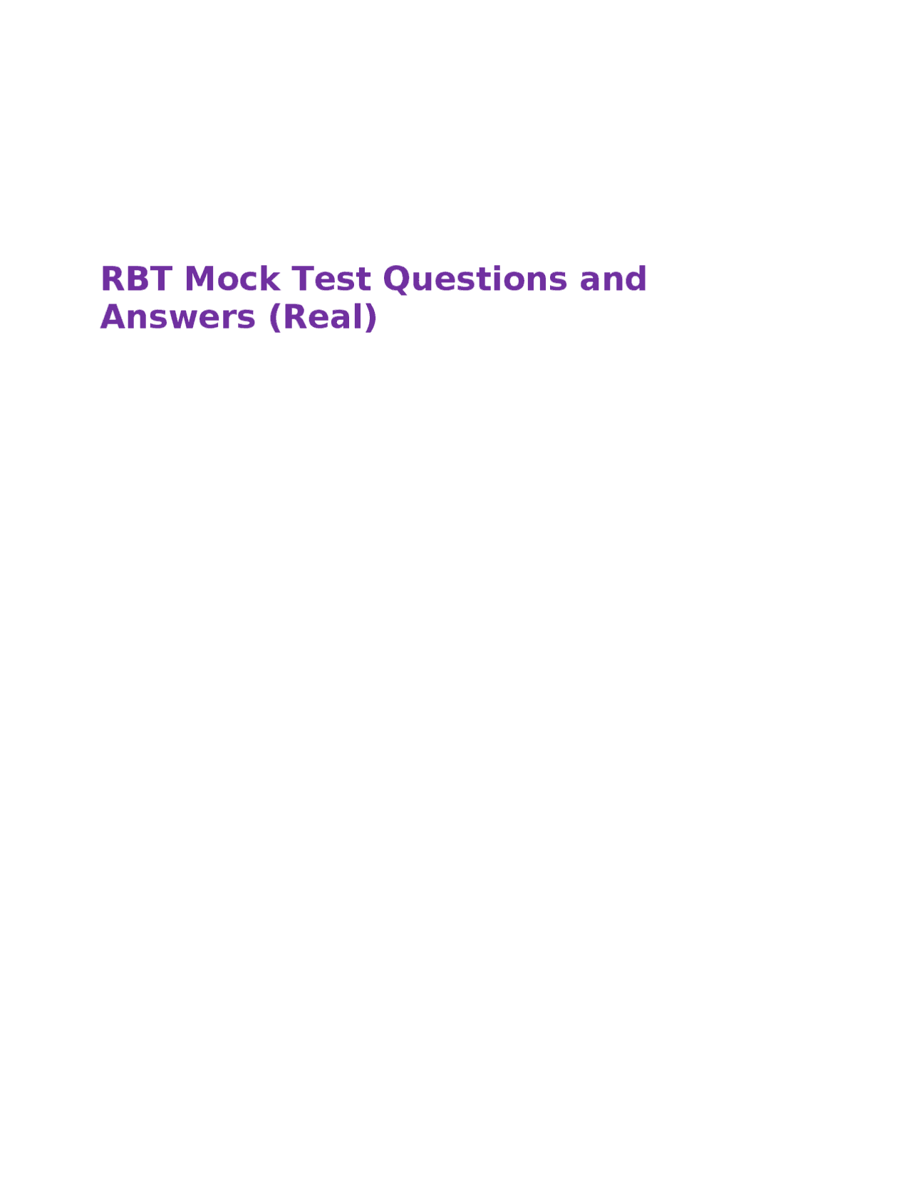 RBT Mock Test Questions and Answers (Real) | Exams Business Economics ...