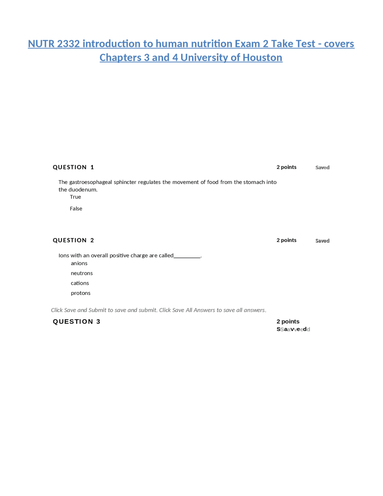 NUTR 2332 introduction to human nutrition Exam 2 Take Test - covers ...