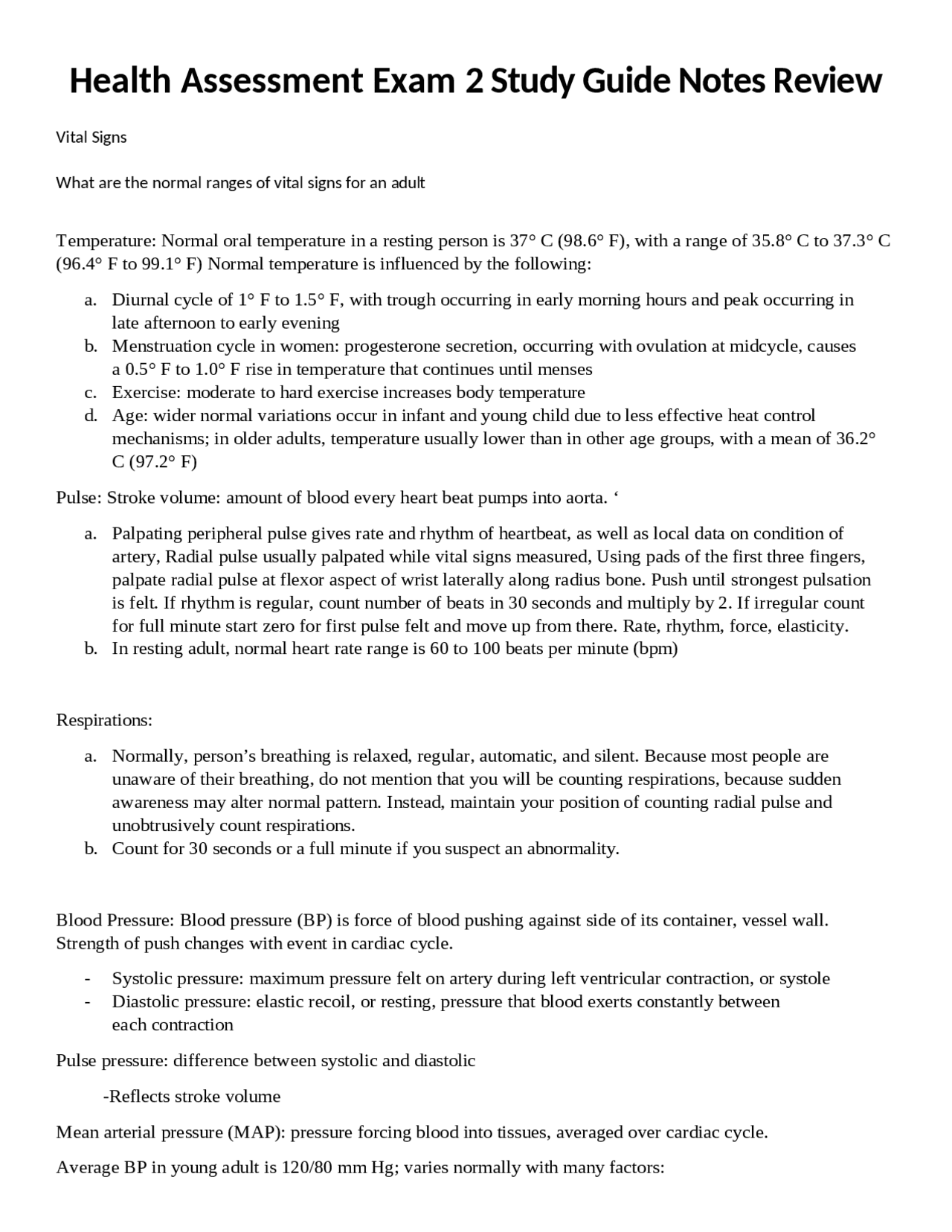 Health Assessment Exam 2 Study Guide Notes Review | Study notes Nursing ...