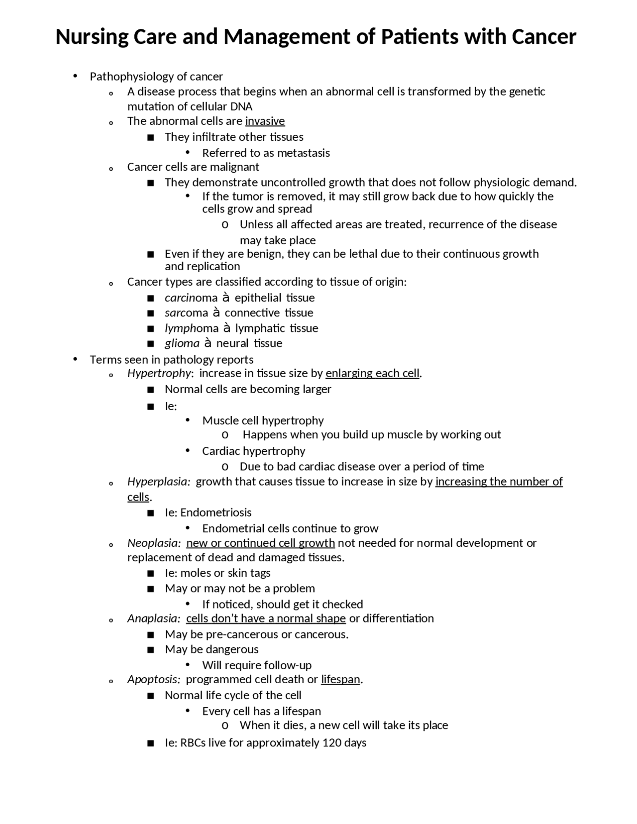 Nursing Care and Management of Patients with Cancer | Study Guides ...
