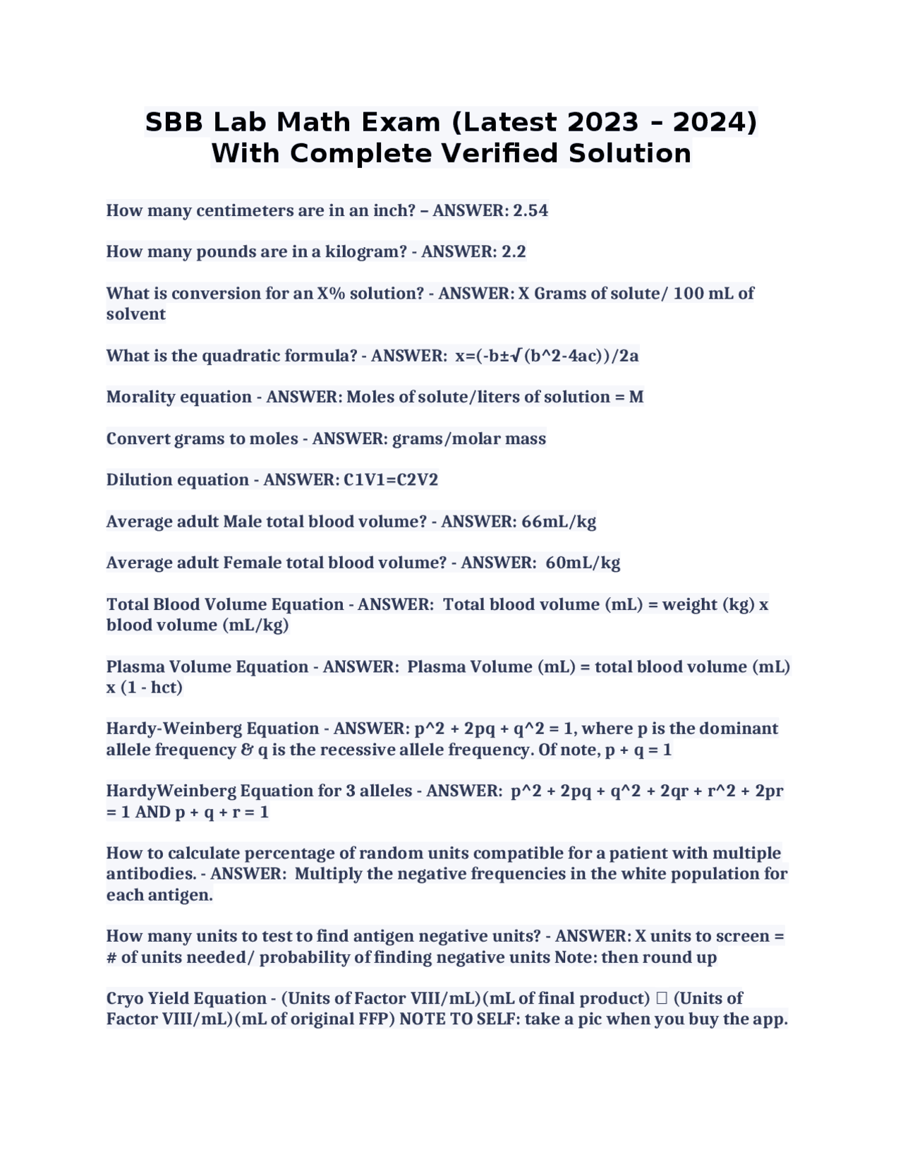 SBB Lab Math Exam (Latest 2023 – 2024) With Complete Verified Solution ...