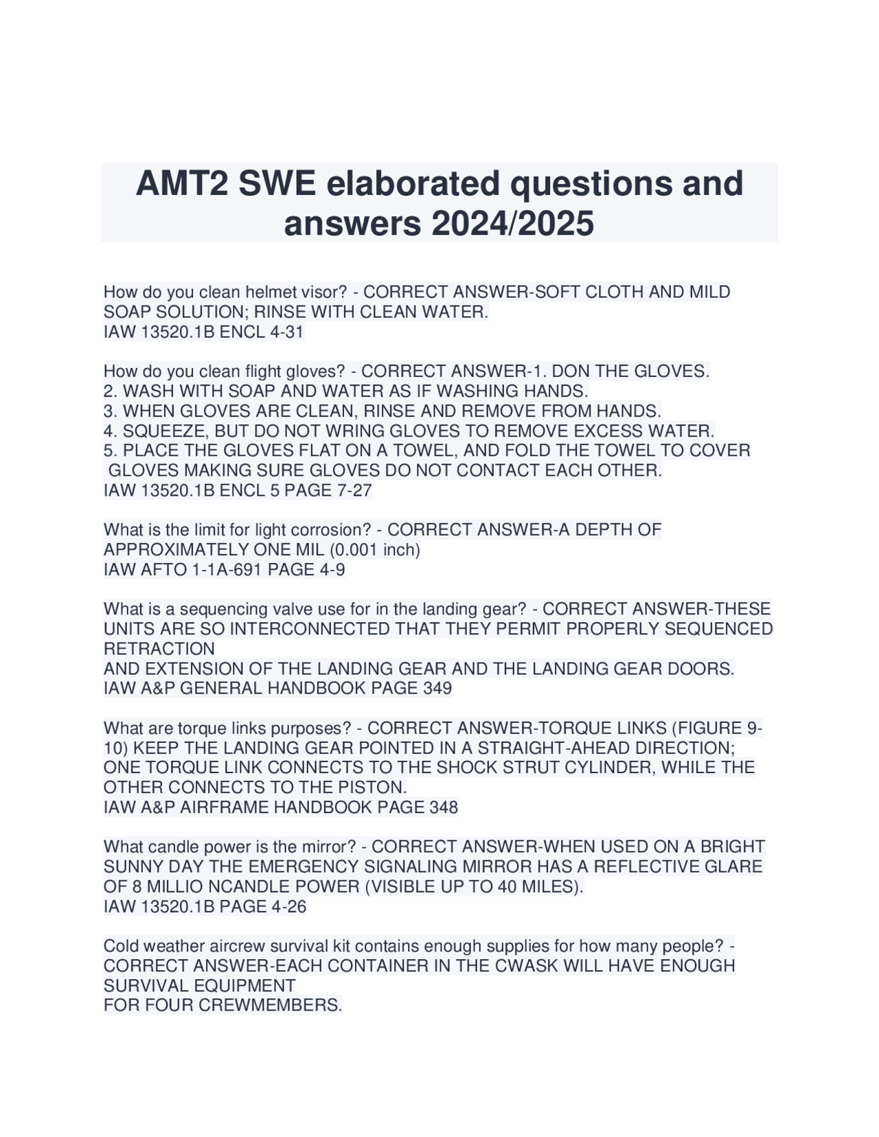 AMT2 SWE elaborated questions and answers 2024/2025 | Exams Nursing ...