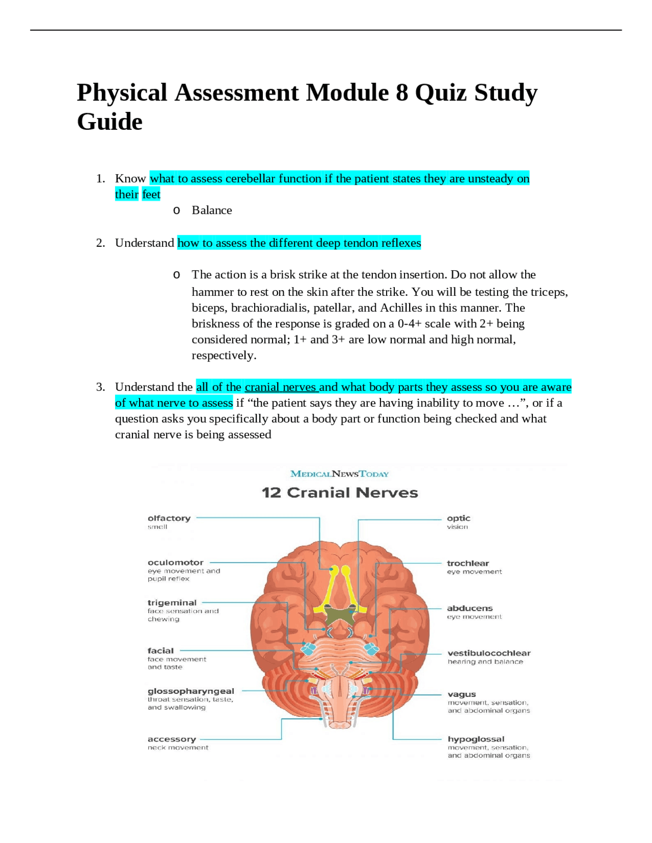 Physical Assessment Module 8 Quiz Study Guide | Study notes Nursing ...