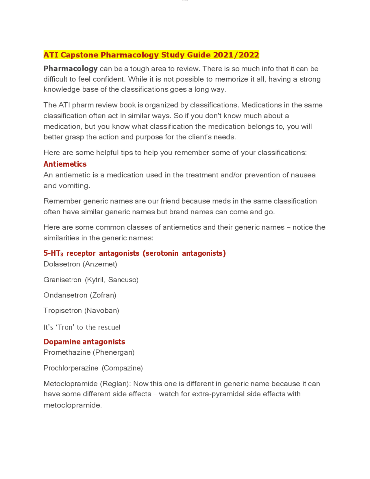 ATI Capstone Pharmacology Study Guide 2021/2022 | Study notes Nursing ...