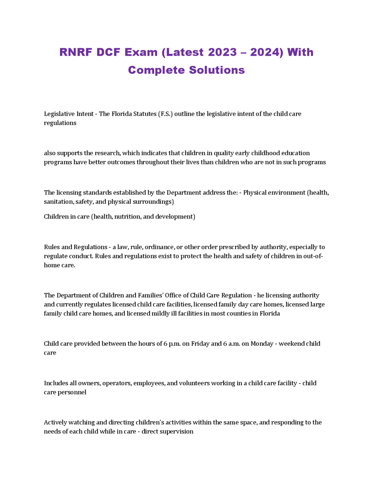 RNRF DCF Exam (Latest 2023 – 2024) With Complete Solutions | Exams ...