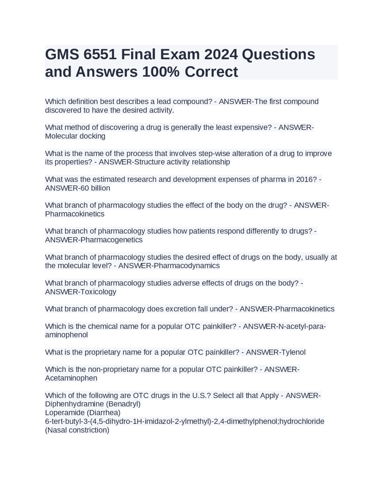 GMS 6551 Final Exam 2024 Questions and Answers 100% Correct | Exams ...