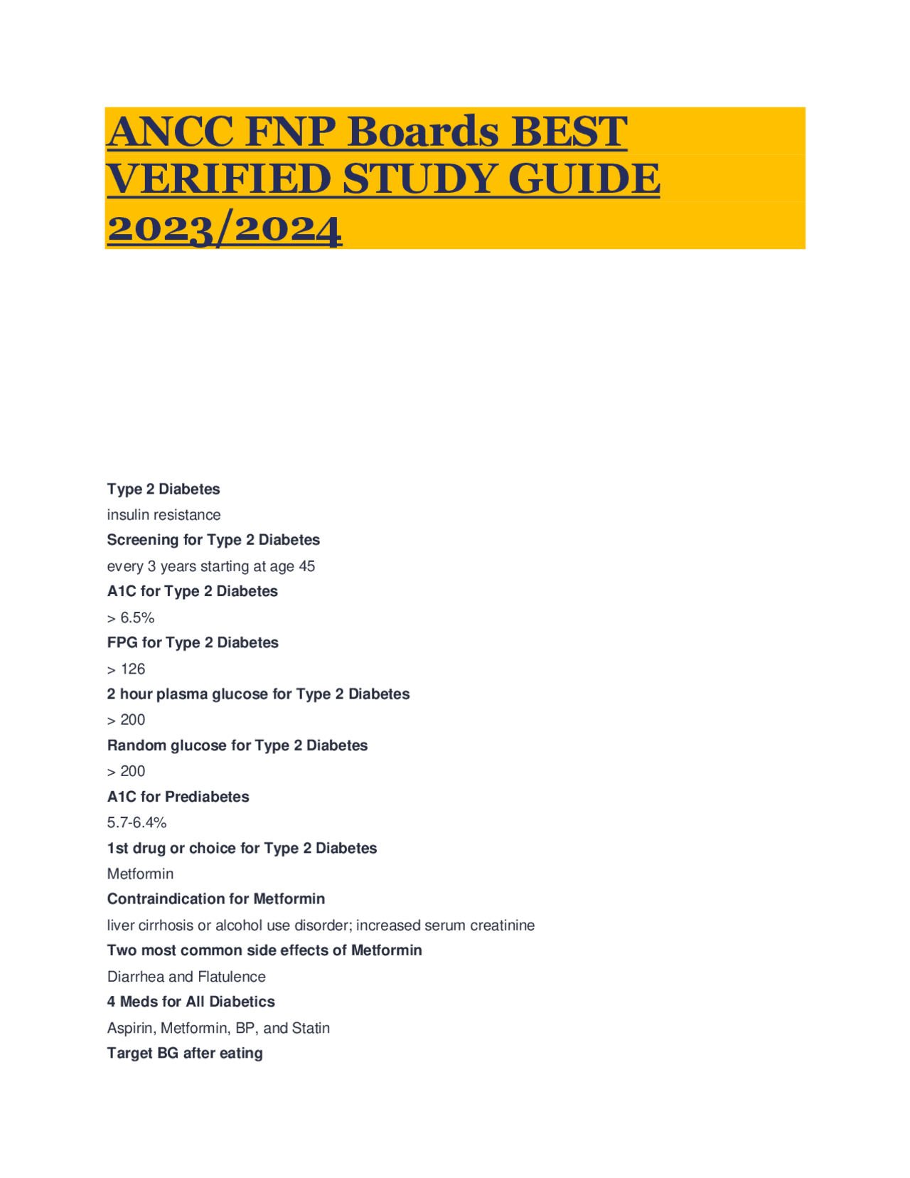 ANCC FNP Boards BEST VERIFIED STUDY GUIDE 2023/2024 | Study Guides ...