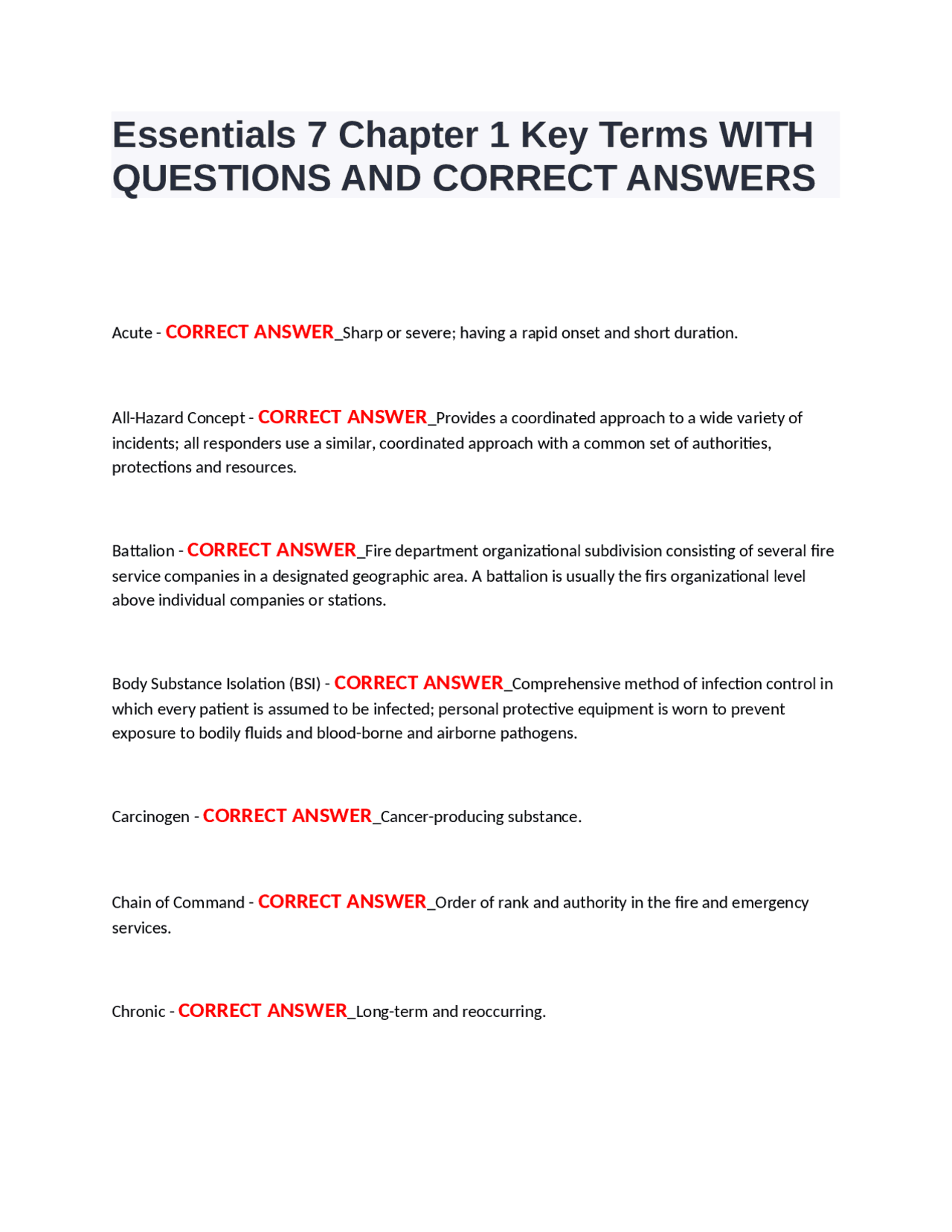 Essentials 7 Chapter 1 Key Terms WITH QUESTIONS AND CORRECT ANSWERS ...