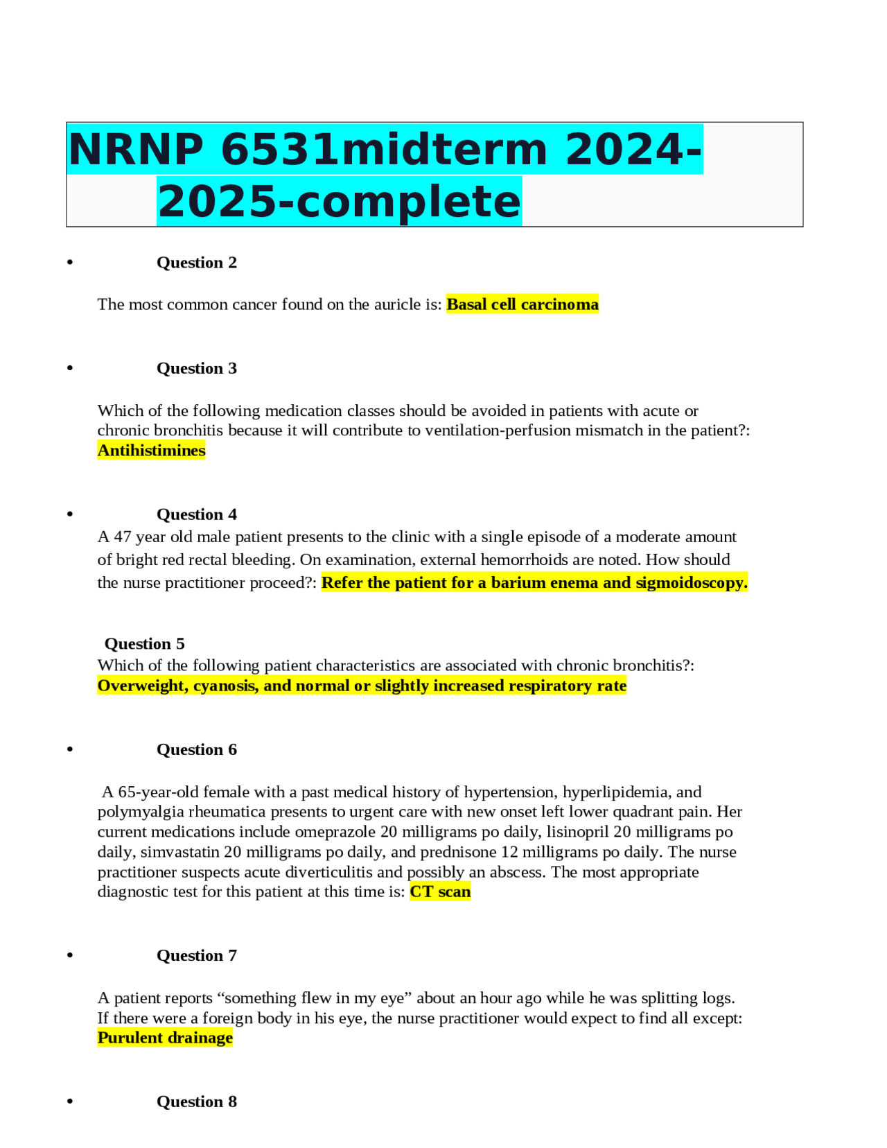 NRNP 6531midterm 2024--2025-complete.docx | Exams Nursing | Docsity