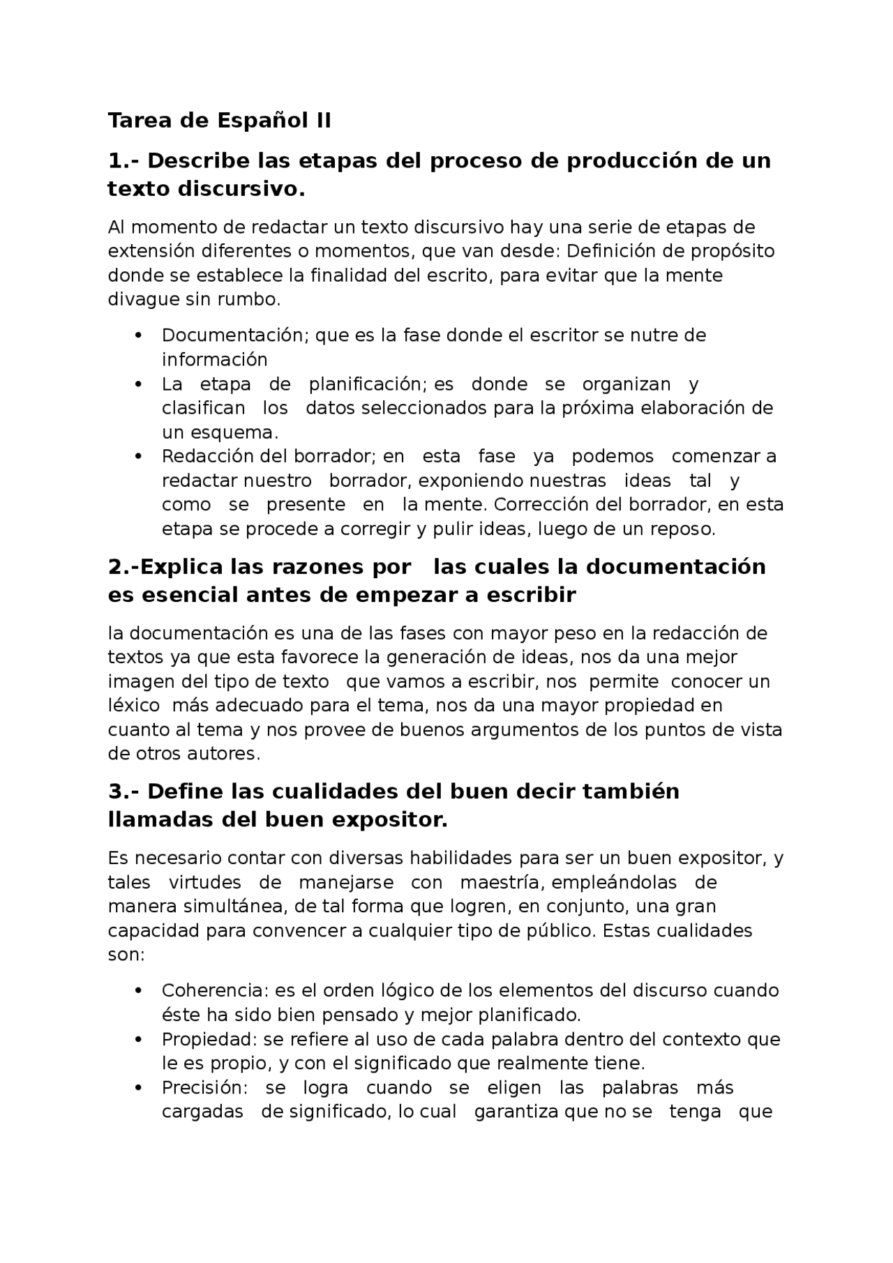 Español ll textos texto discursivo | Ejercicios de Lingüística Española ...