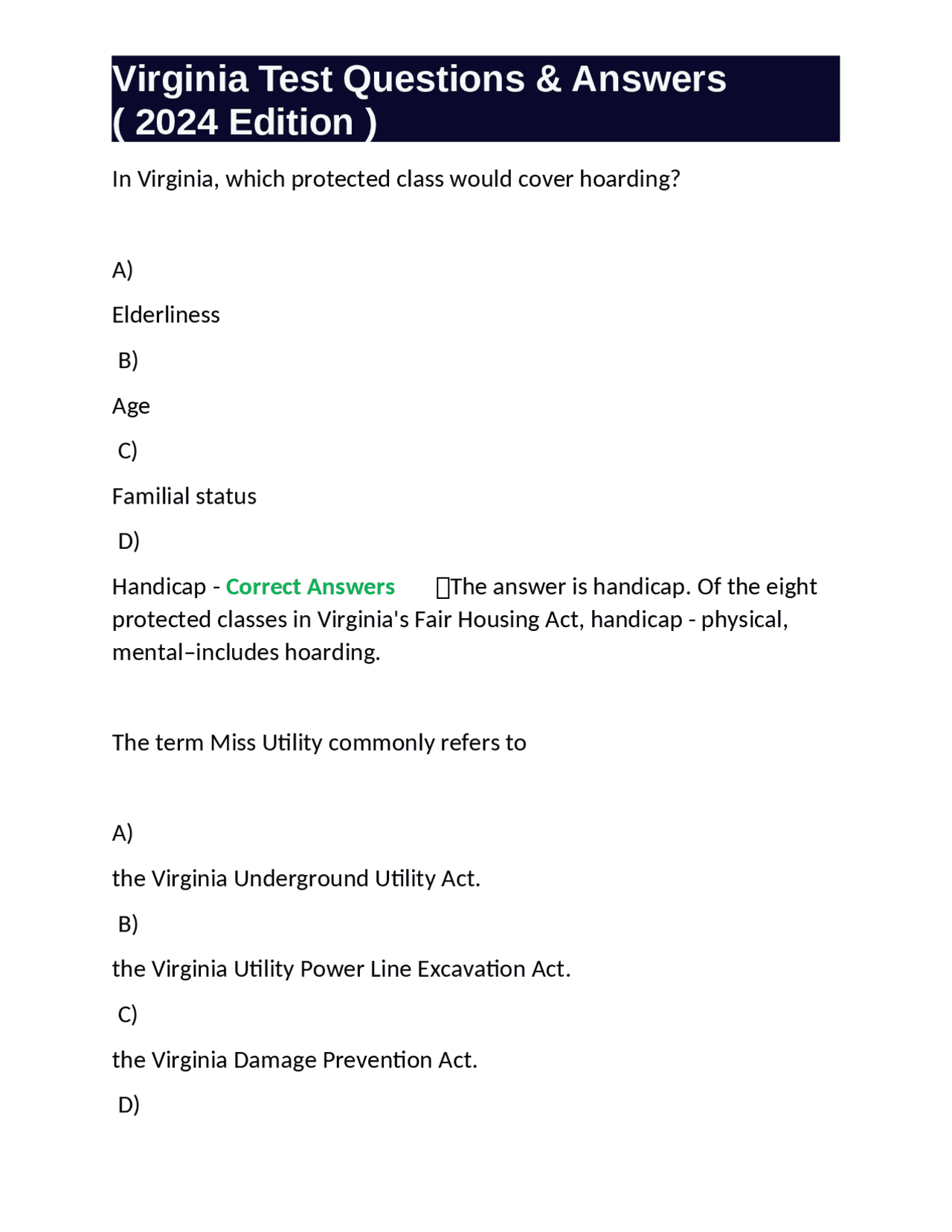 Virginia Test Questions & Answers ( 2024 Edition ) | Exams Nursing ...